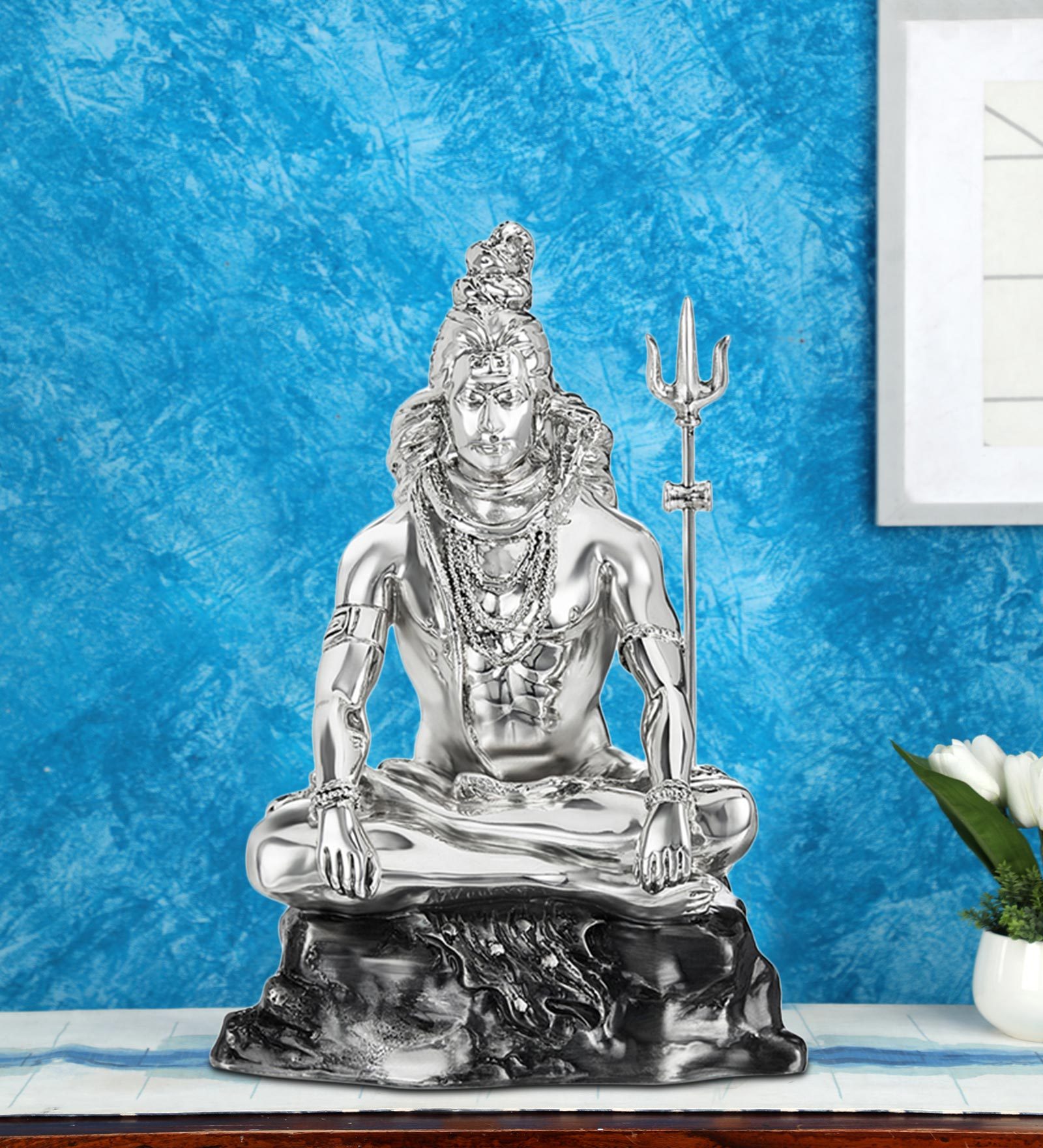 Buy Silver Resin The Meditating Shiva Idol at 21% OFF by Shaze | Pepperfry