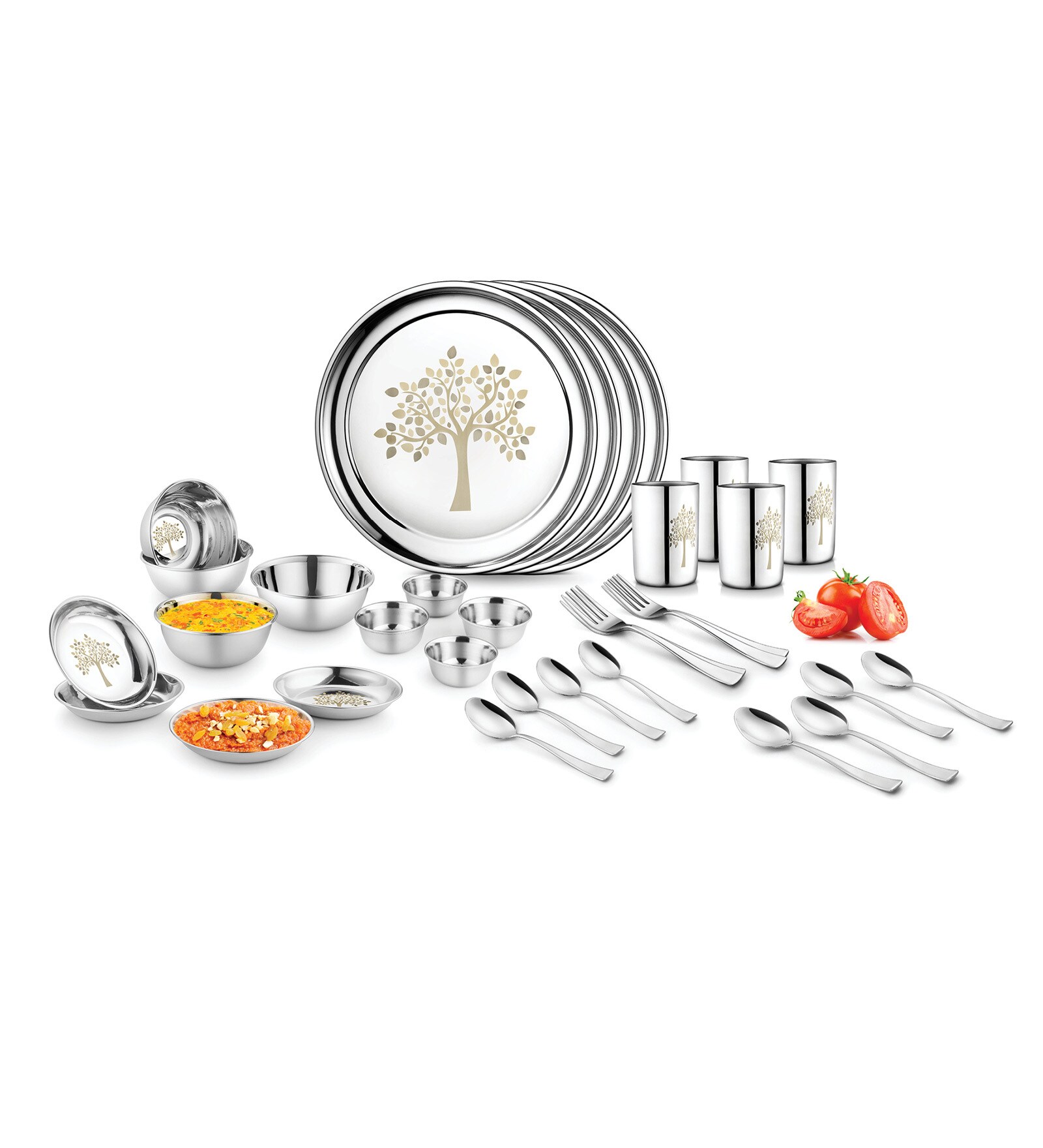 Buy Heavy Gauge Stainless Steel Laser Design Dinner Set - 32 Pieces By ...