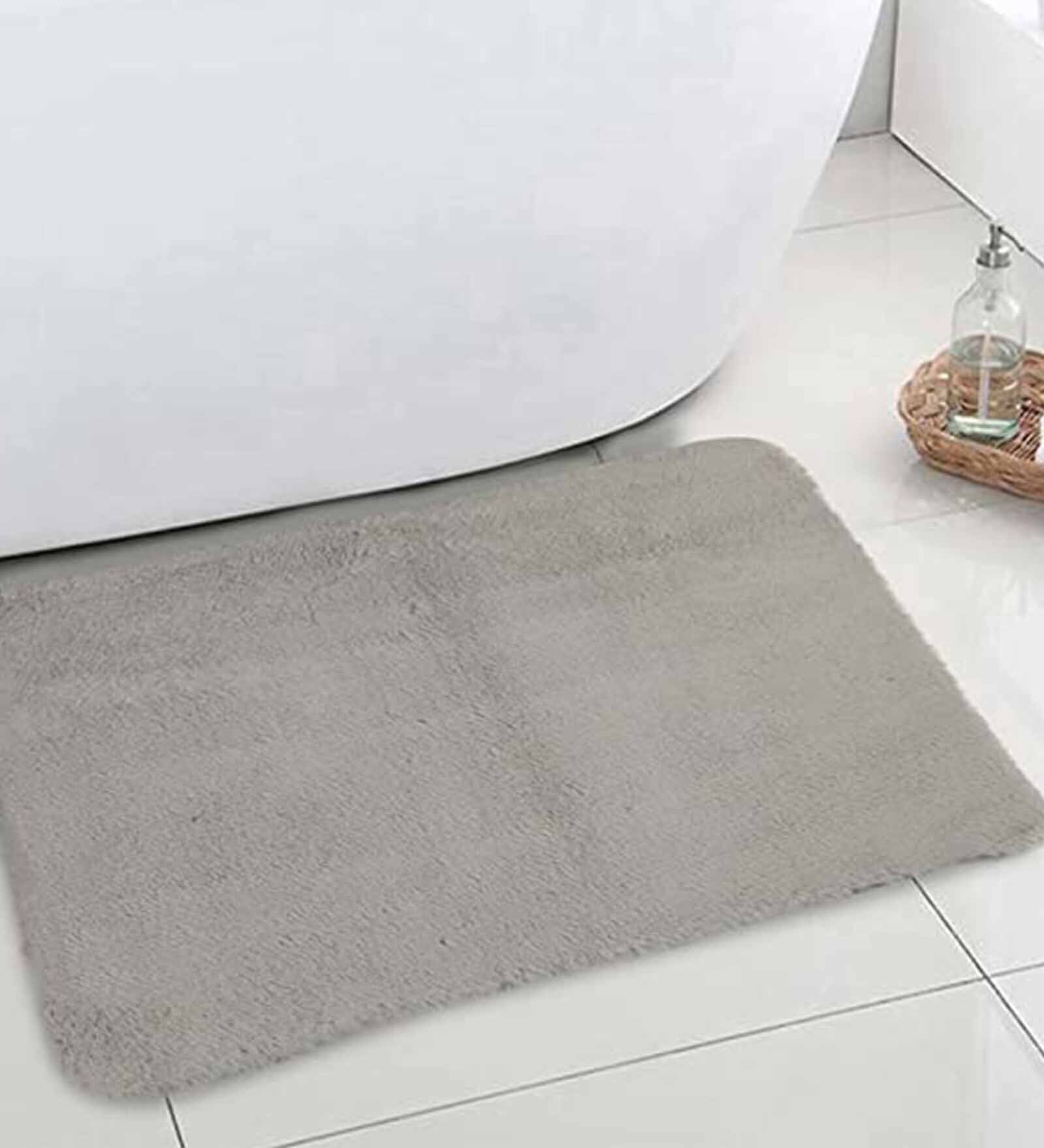 Buy Silver Solid Faux Leather 16x24 Inches AntiSkid Bath Mat at 15% OFF ...
