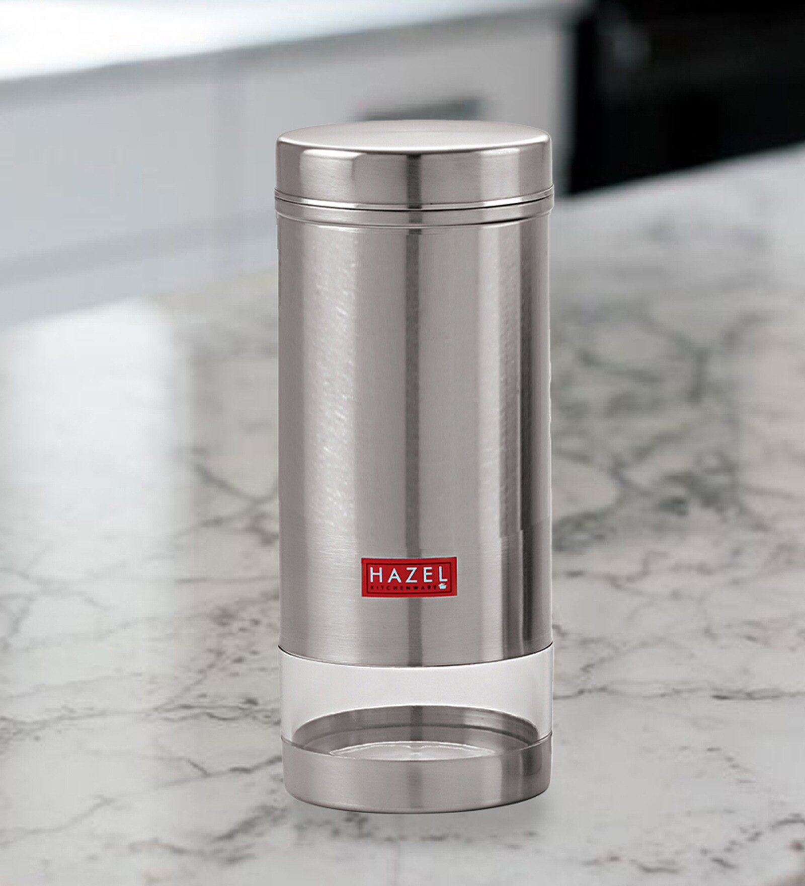 Buy Silver Stainless Steel 1000 ml Transparent See Through Storage ...