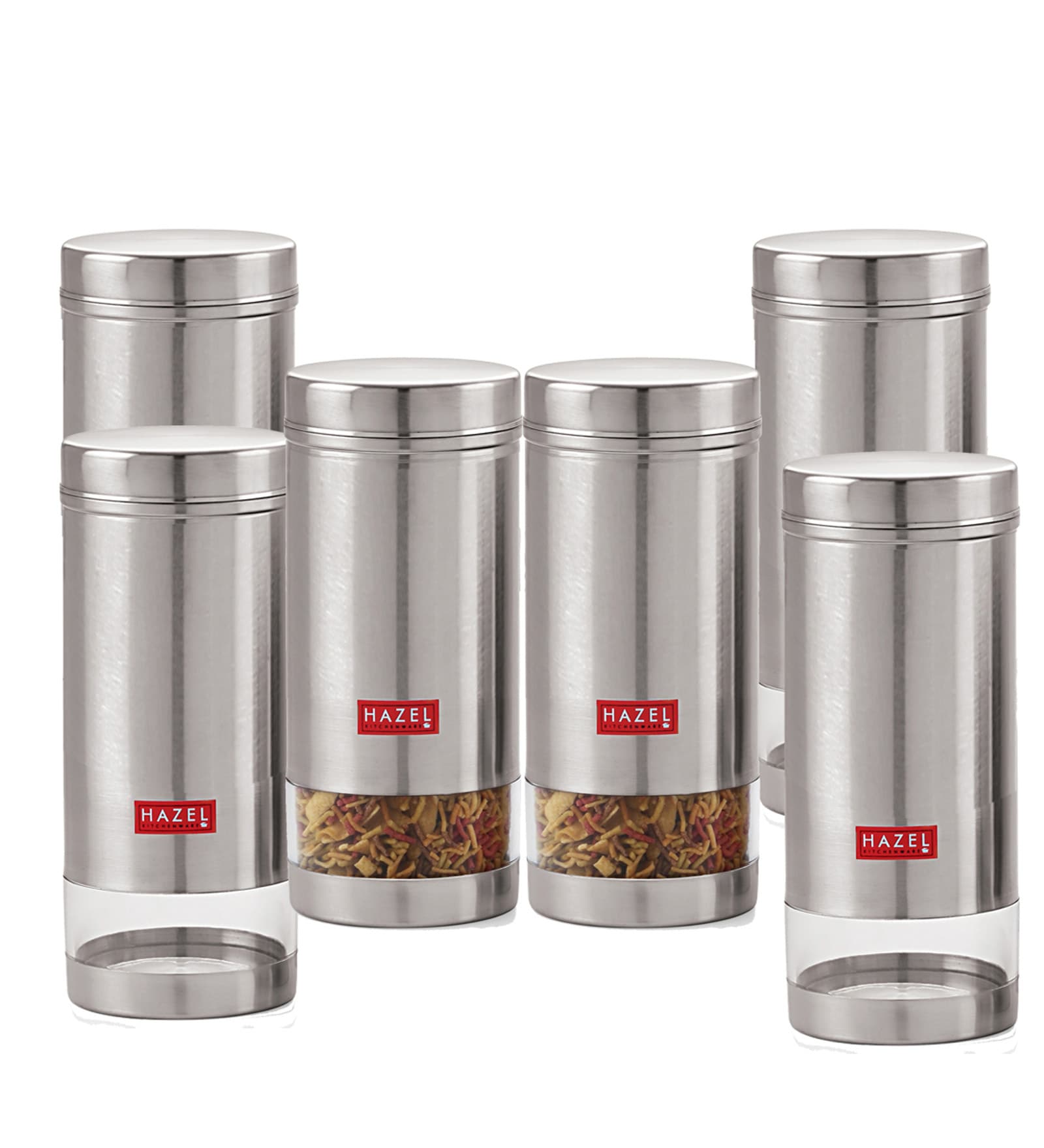 Buy Silver Stainless Steel 1000 ml Transparent See Through Storage ...