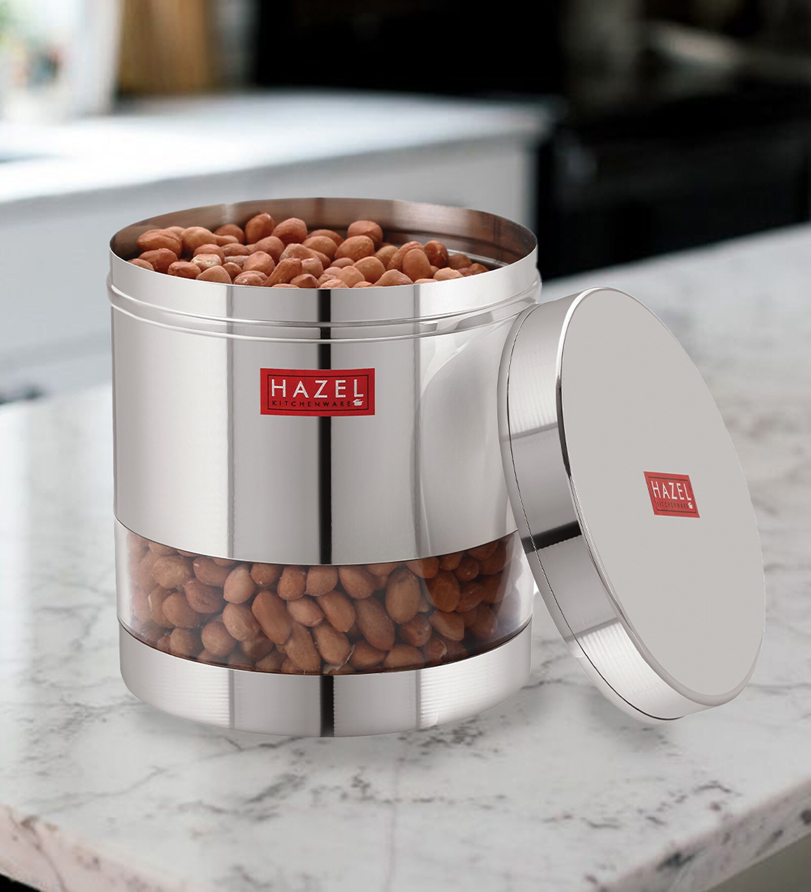 Buy Silver Stainless Steel 350 ml Mouth See Through Storage Container ...