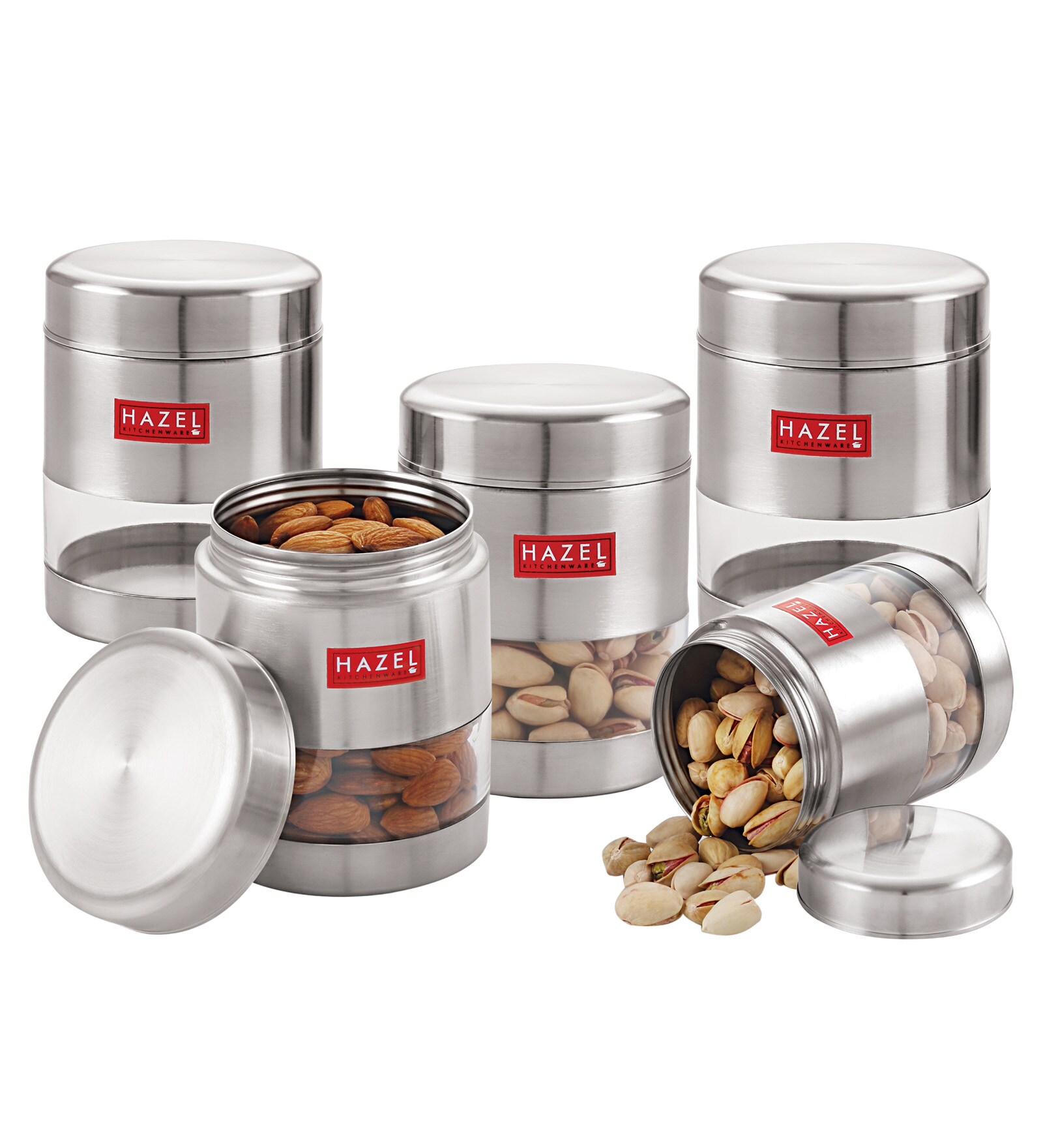 Buy Silver Stainless Steel 400 ml Finish See Through Storage Container ...