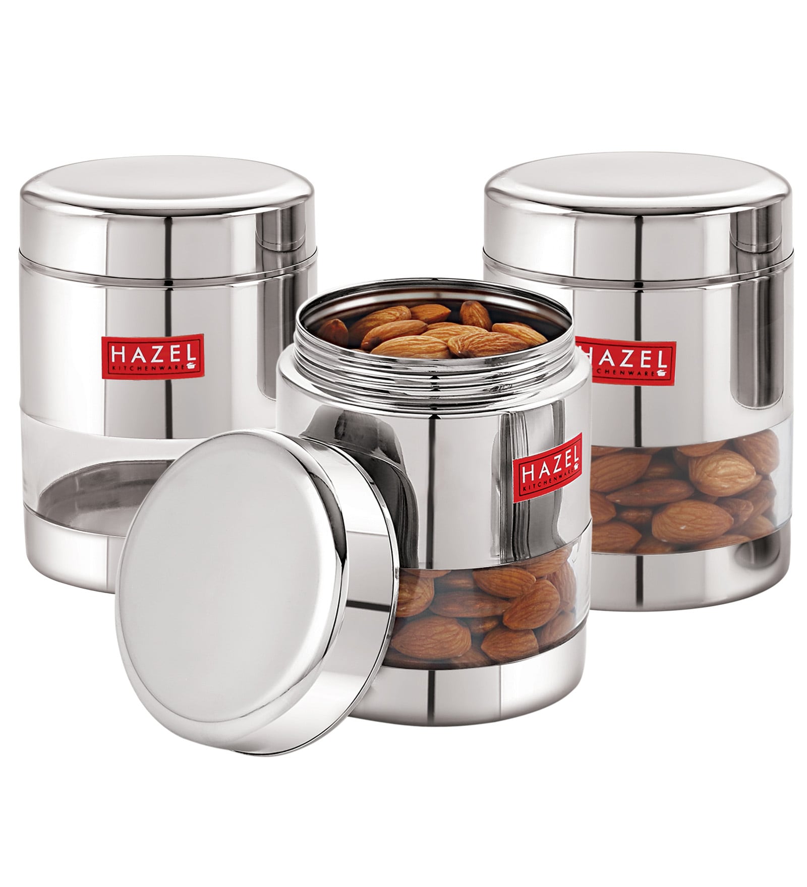 Buy Silver Stainless Steel 400 ml Glossy See Through Storage Container ...