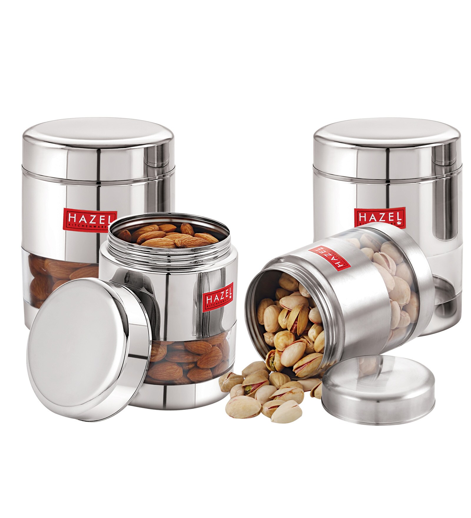 Buy Silver Stainless Steel 400 ml Glossy See Through Storage Container ...