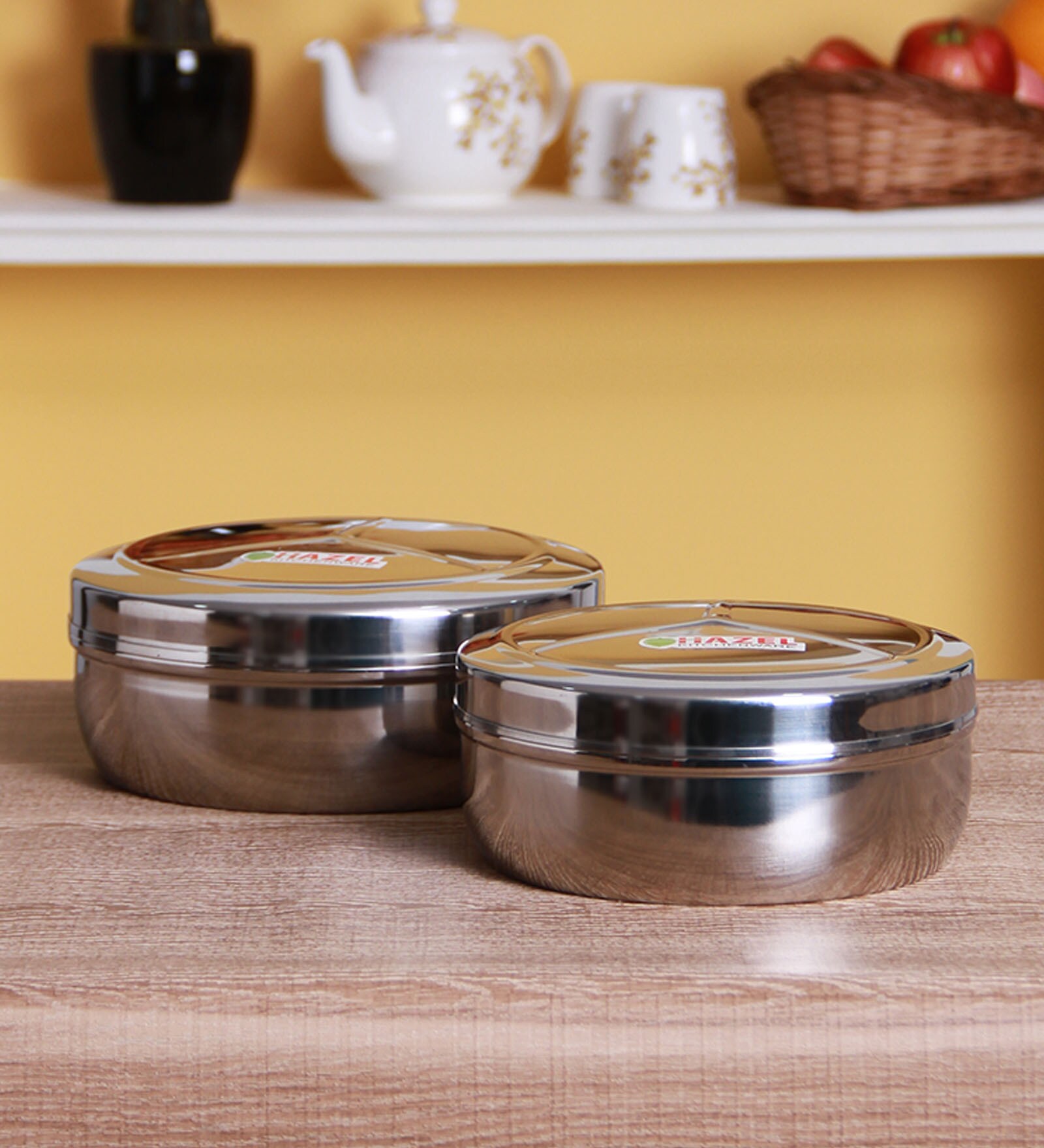 Buy Silver Stainless Steel Round Containers - Set of 2 by Hazel at 10% ...