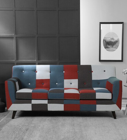 Buy Fernand Fabric 2 Seater Sofa In Red Multicolour By Casacraft Online ...