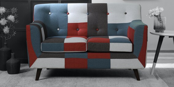 Buy Fernand Fabric 2 Seater Sofa In Red Multicolour By Casacraft Online ...