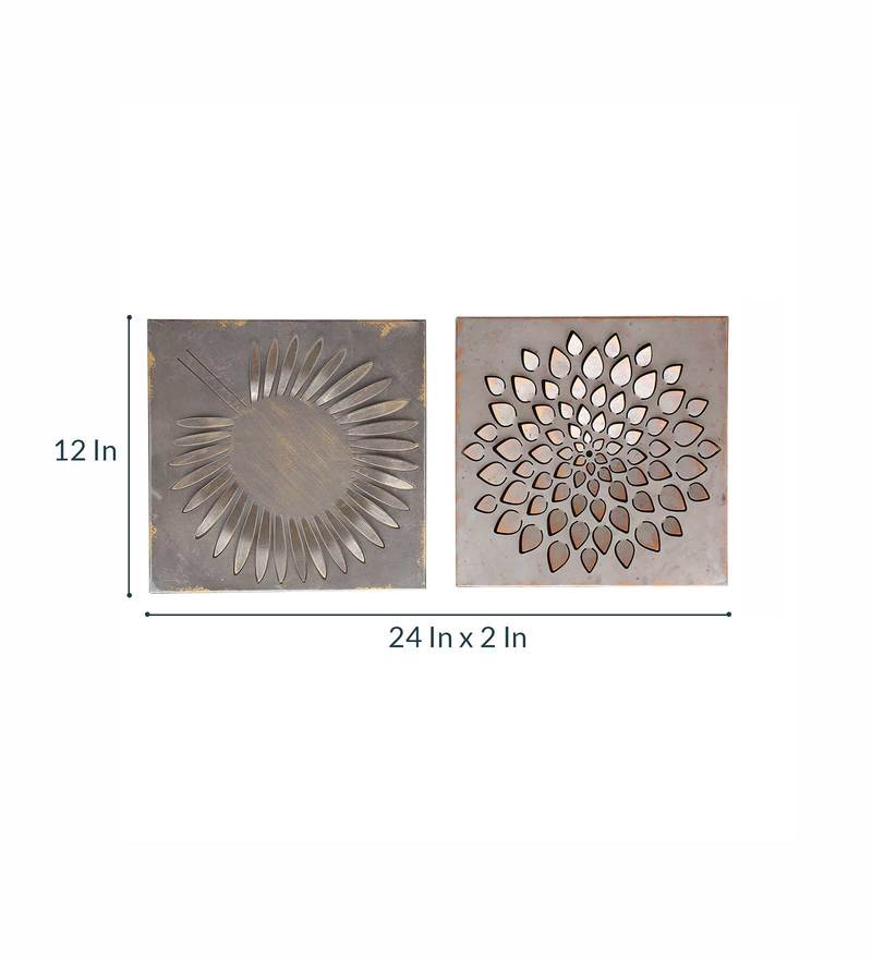 Buy Silver Metal Decorative Wall Art by Cocovey Online - Floral Metal ...