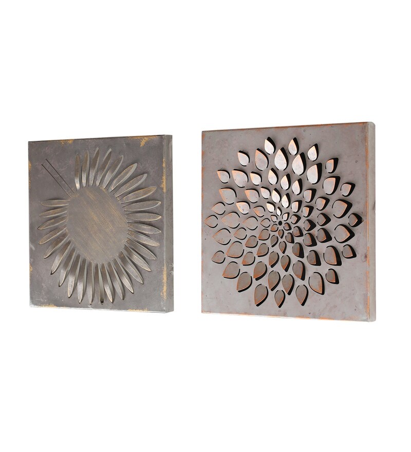 Buy Silver Metal Decorative Wall Art by Cocovey Online - Floral Metal ...