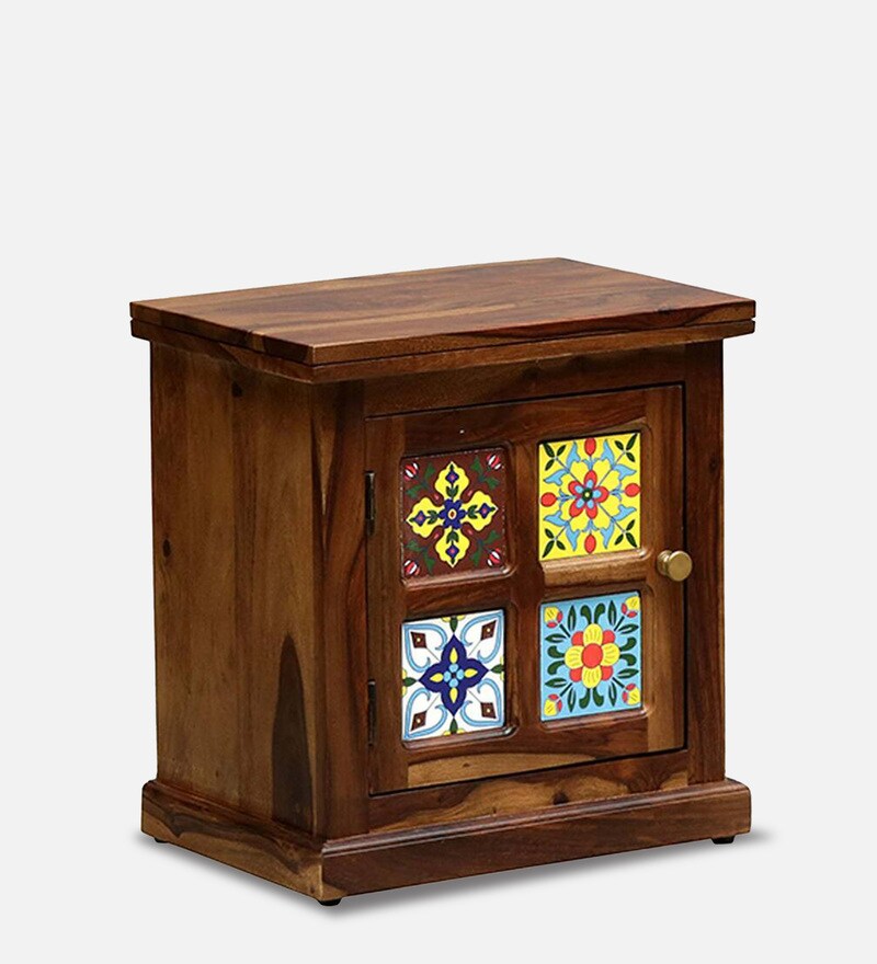 Buy Siramika Solid Wood Bedside Table (LHS Door) In Provincial Teak ...