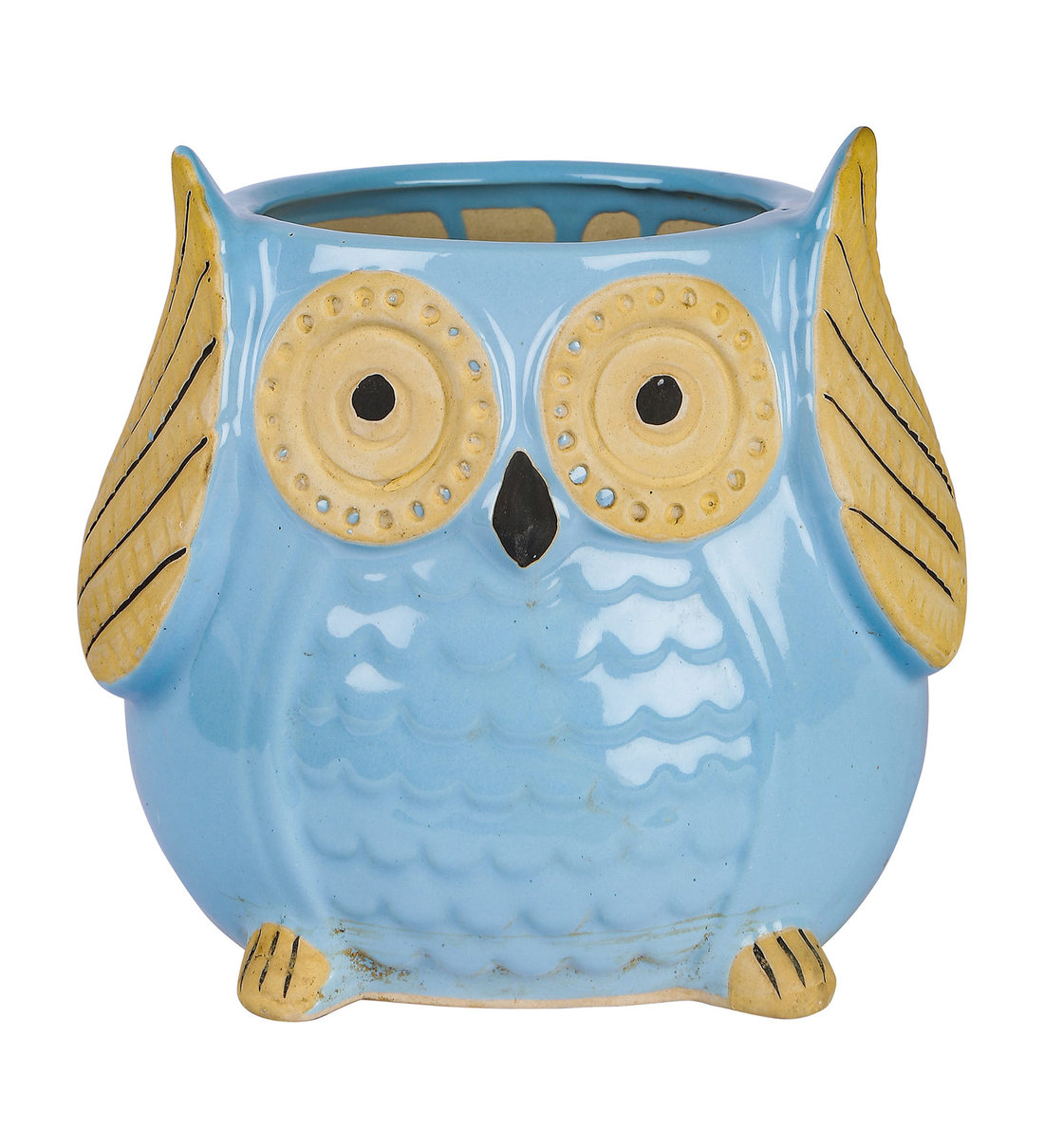 Buy Sky Blue Ceramic Owl Shape Big Sky Planter by Justoriginals Online ...