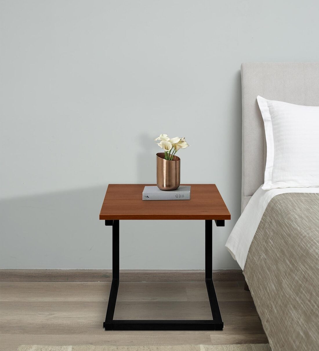 Buy Skylight Metal Bedside Table in Acacia Dark & Black Finish at 100% ...