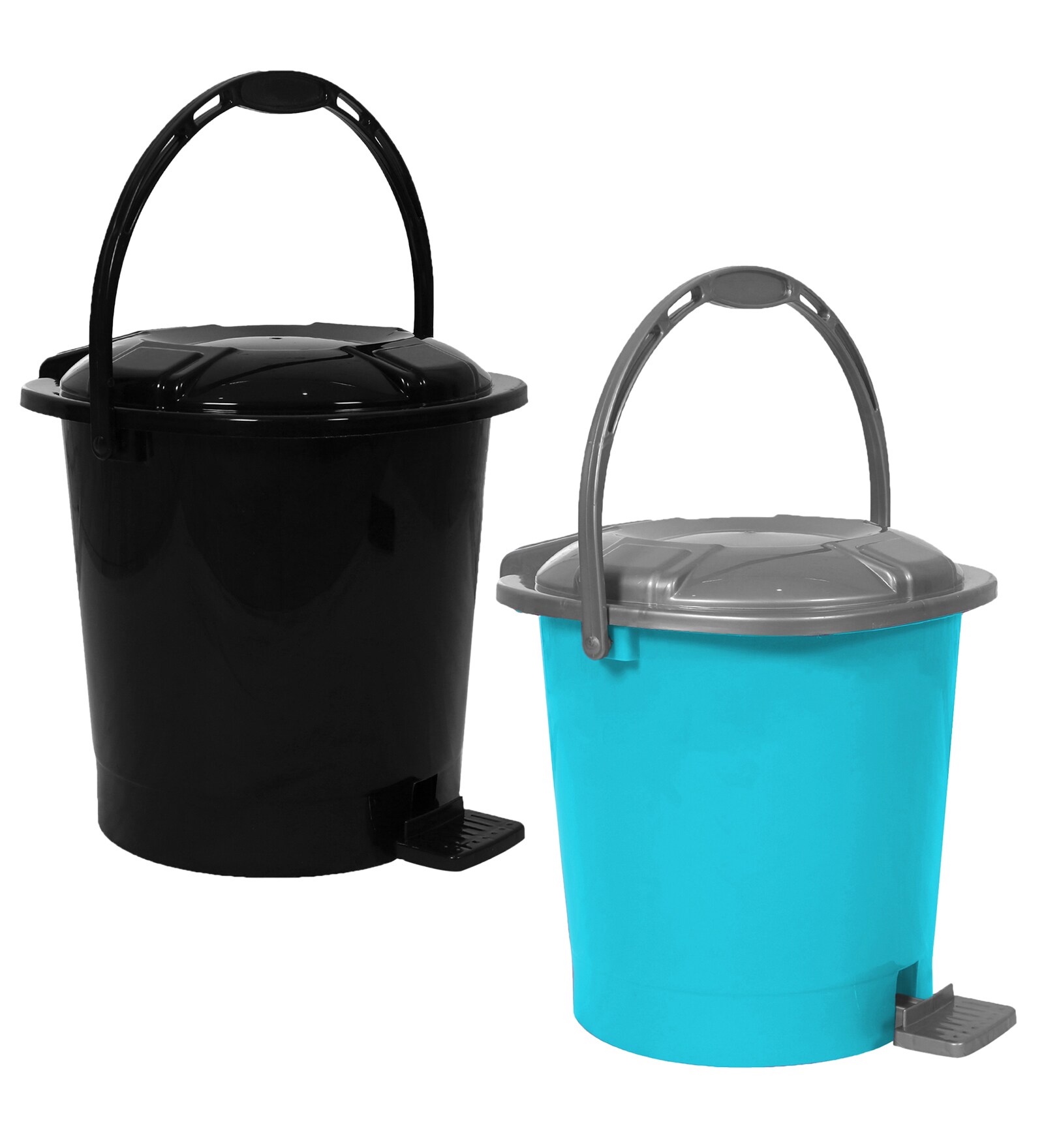 Buy Sky Blue & Black Plastic 7 L Pedal & Push 2 Pc Dustbin at 59% OFF ...
