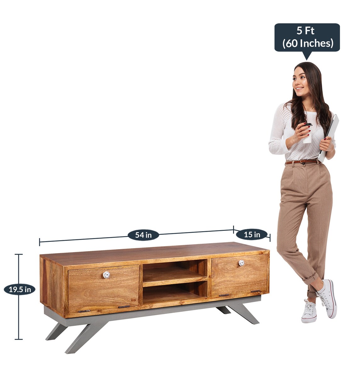 Buy Slate TV Console for TVs up to 43\ In Teak Finish By Fabuliv Online ...