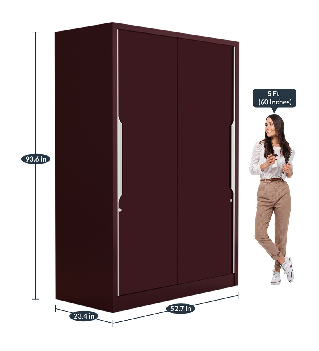 Buy Slide N Store Metal Sliding Door Wardrobe in Tex Shell Wine Red ...