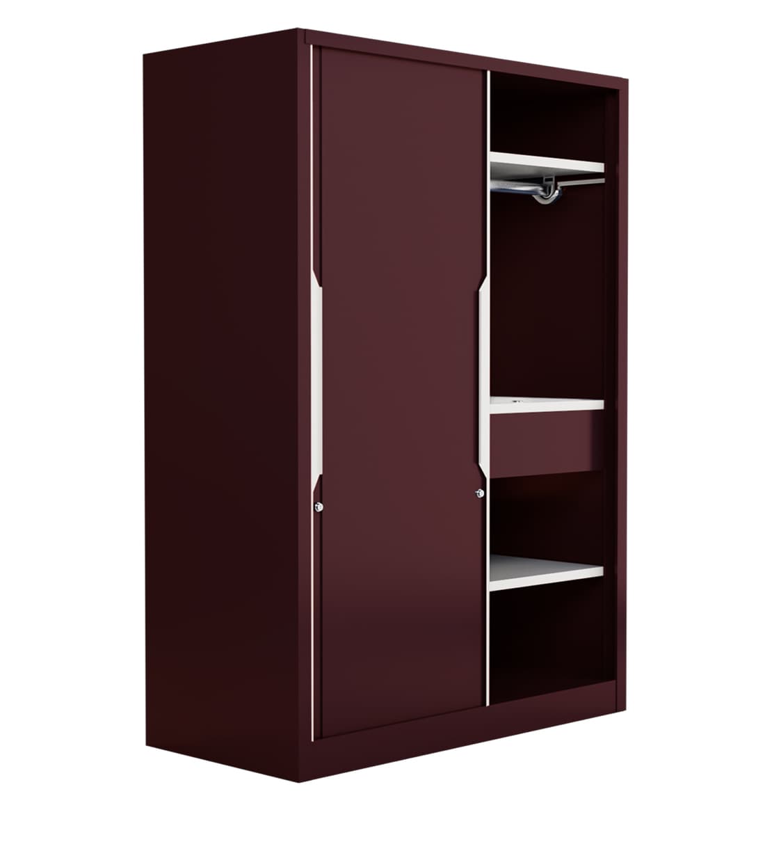 Buy Slide N Store Metal Sliding Door Wardrobe in Tex Shell Wine Red ...