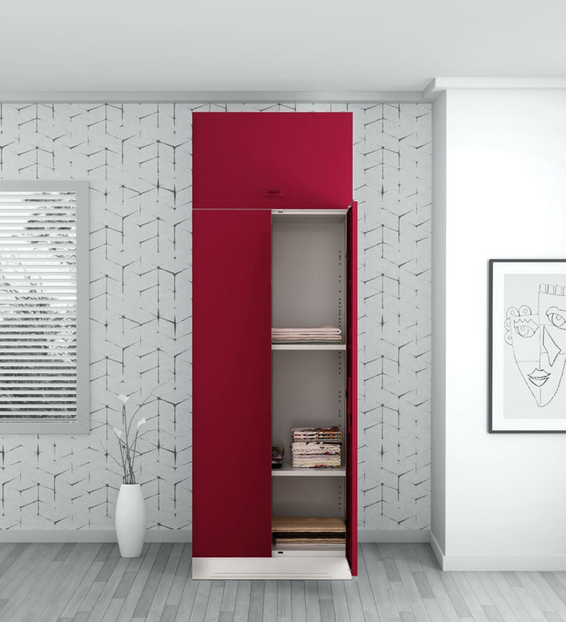 Buy Slimline 2 Door Almirah in Textured Ceremine Red Colour at 11% OFF ...