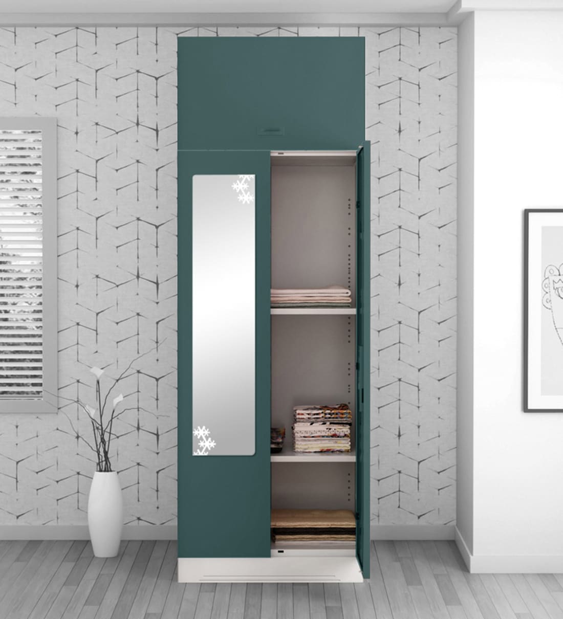 Buy Slimline 2 Door M2 O2 Steel Almirah in Textured Sea Pine Colour at ...