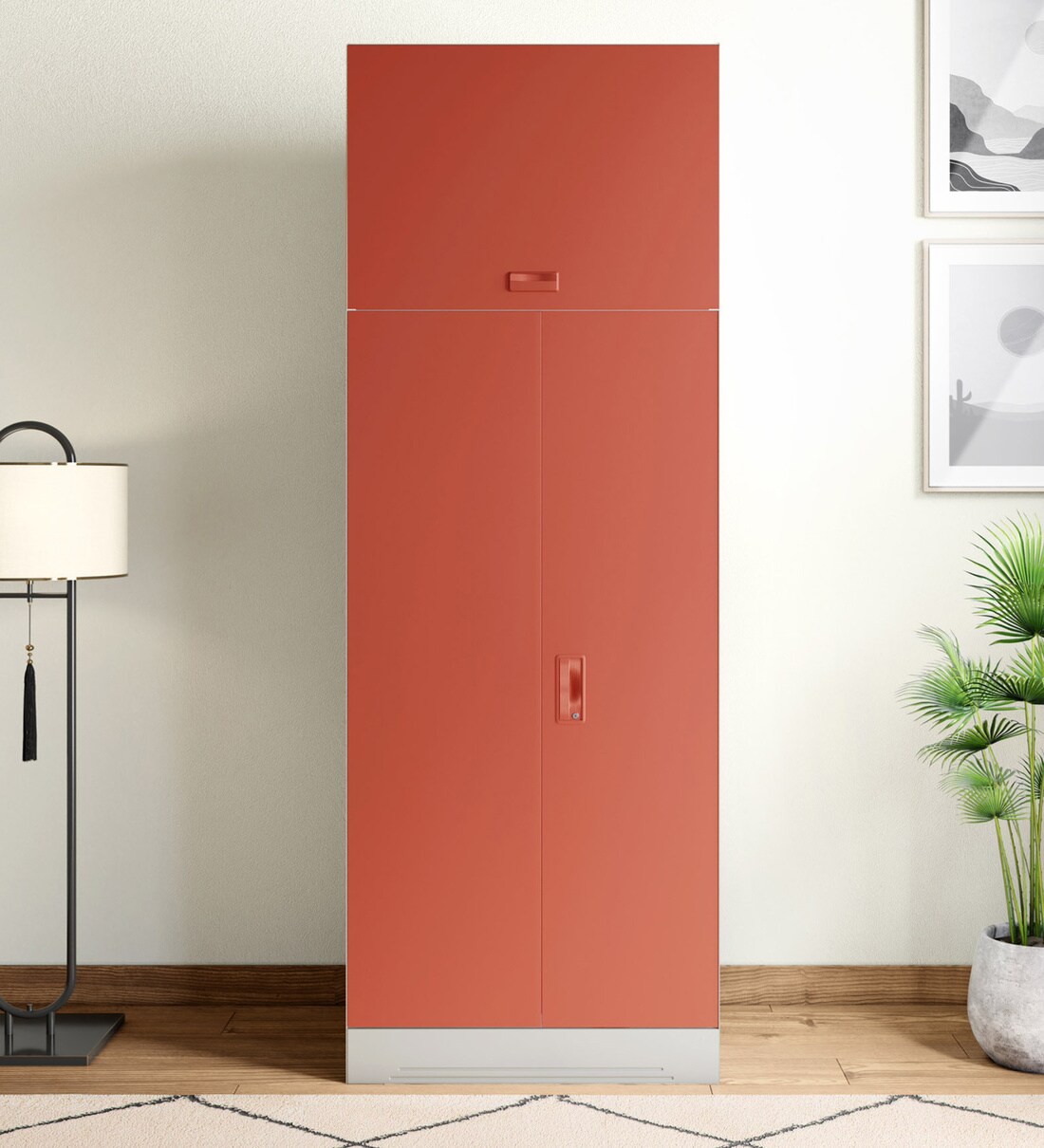 Buy Slimline Steel 2 Door Almirah in Textured Terracotta Colour at 22% ...