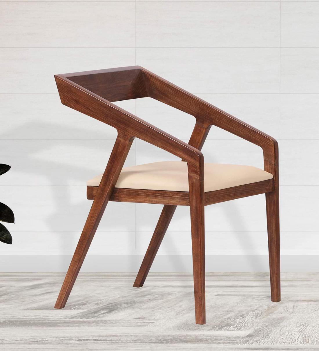Buy Slop Solid Wood Armchair in Walnut Colour by F9 Furnichair Online ...