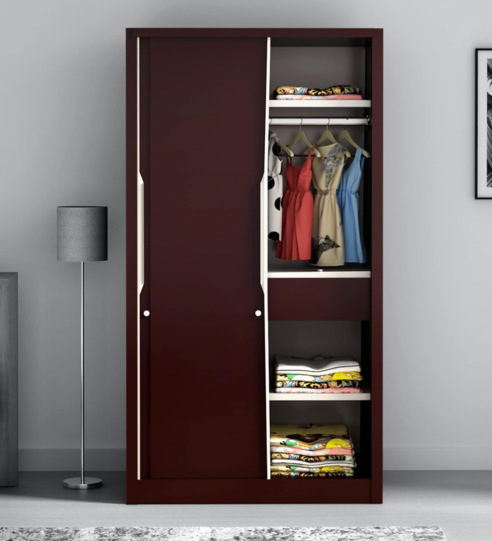 Buy Slide N Store Pro Sliding Wardrobe in Tex Shell Wine Red Finish at ...