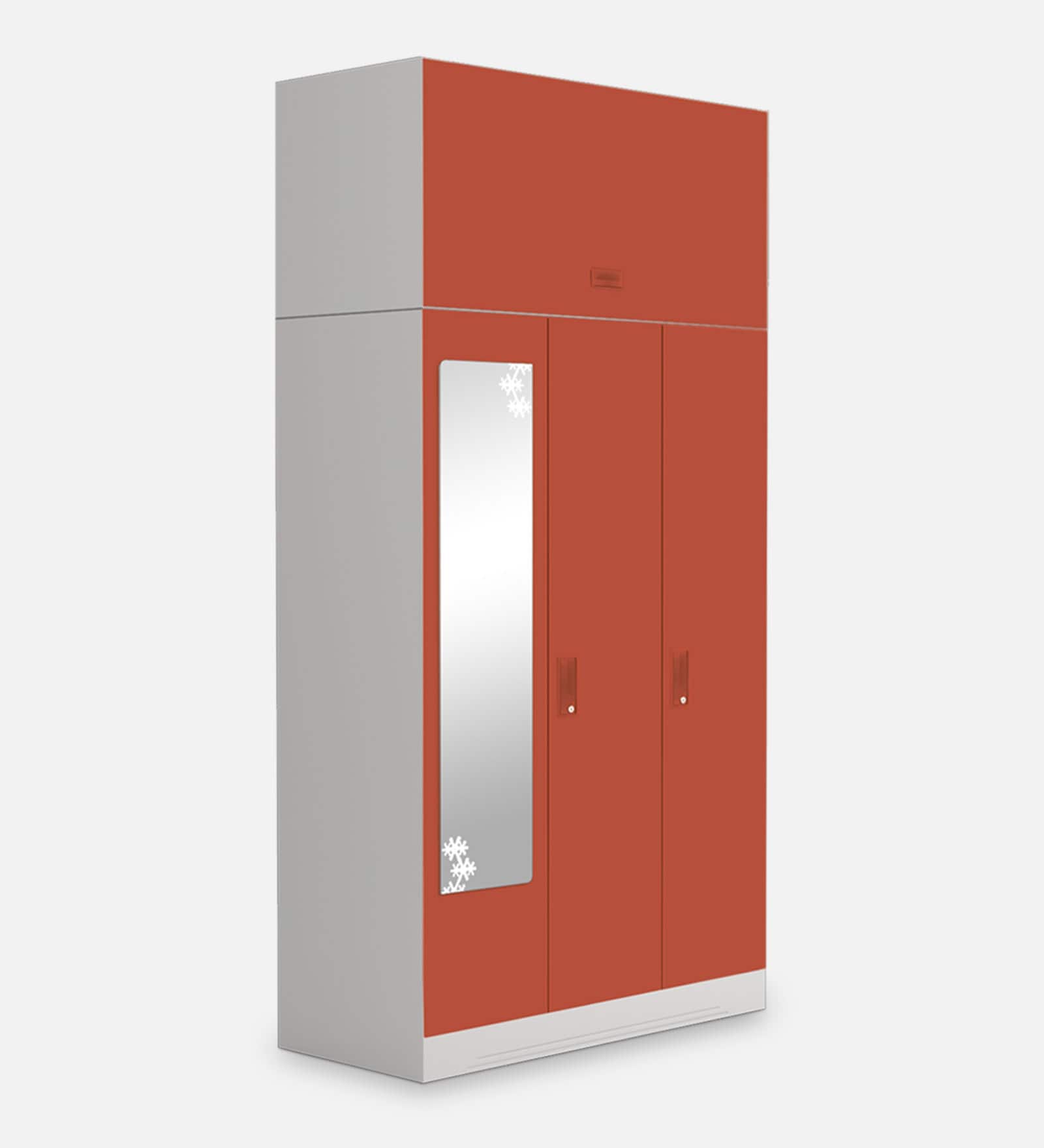 Buy Slimline 3 Door Metal Almirah in Textured Terracotta Colour at 25% ...
