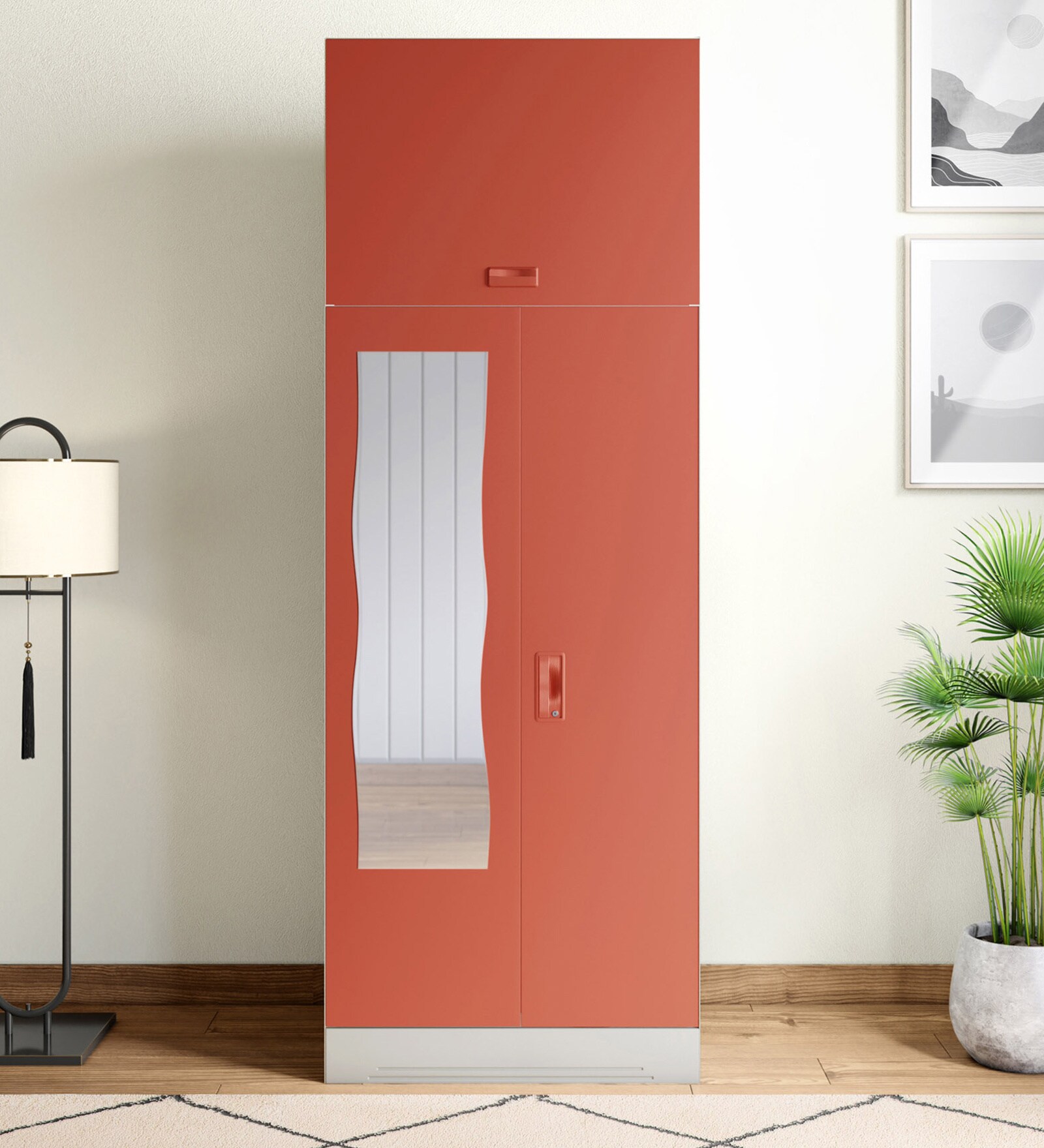 Buy Slimline M4 Steel 2 Door Almirah in Textured Terracotta Colour With ...
