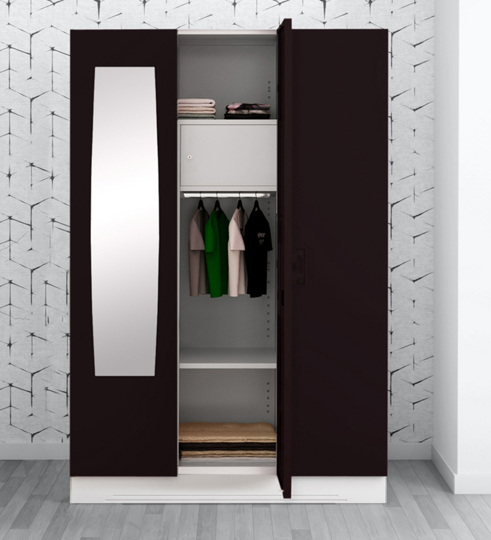 Buy Slimline Metal 3 Door Almirah in Shell Wine Red Colour at 27% OFF ...