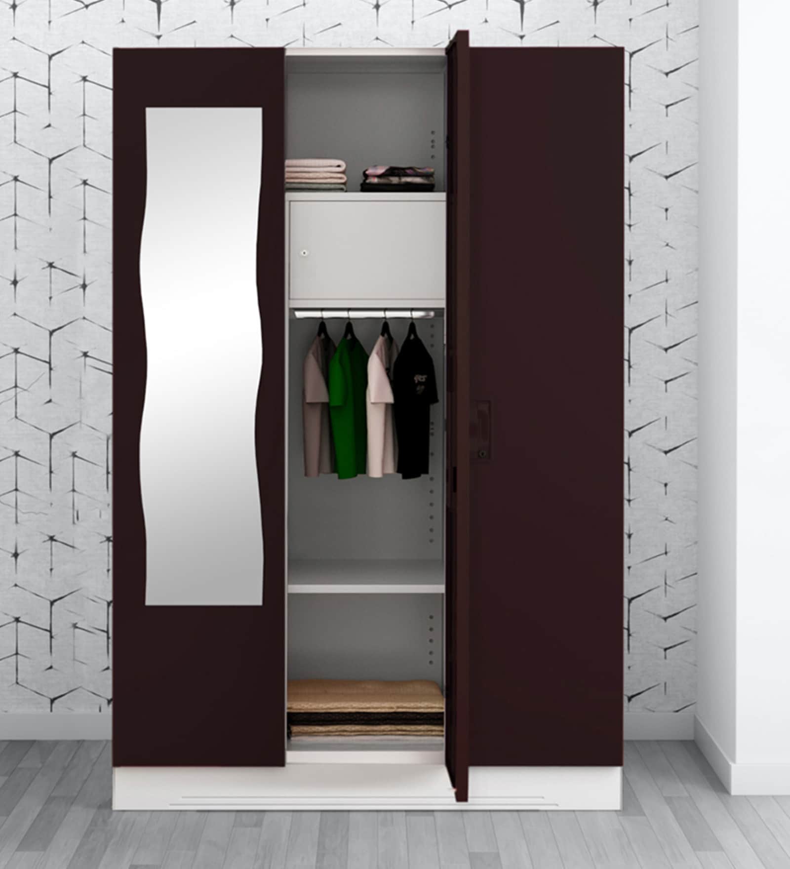 Buy Slimline Metal 3 Door Almirah in Shell Wine Red Colour at 20% OFF ...