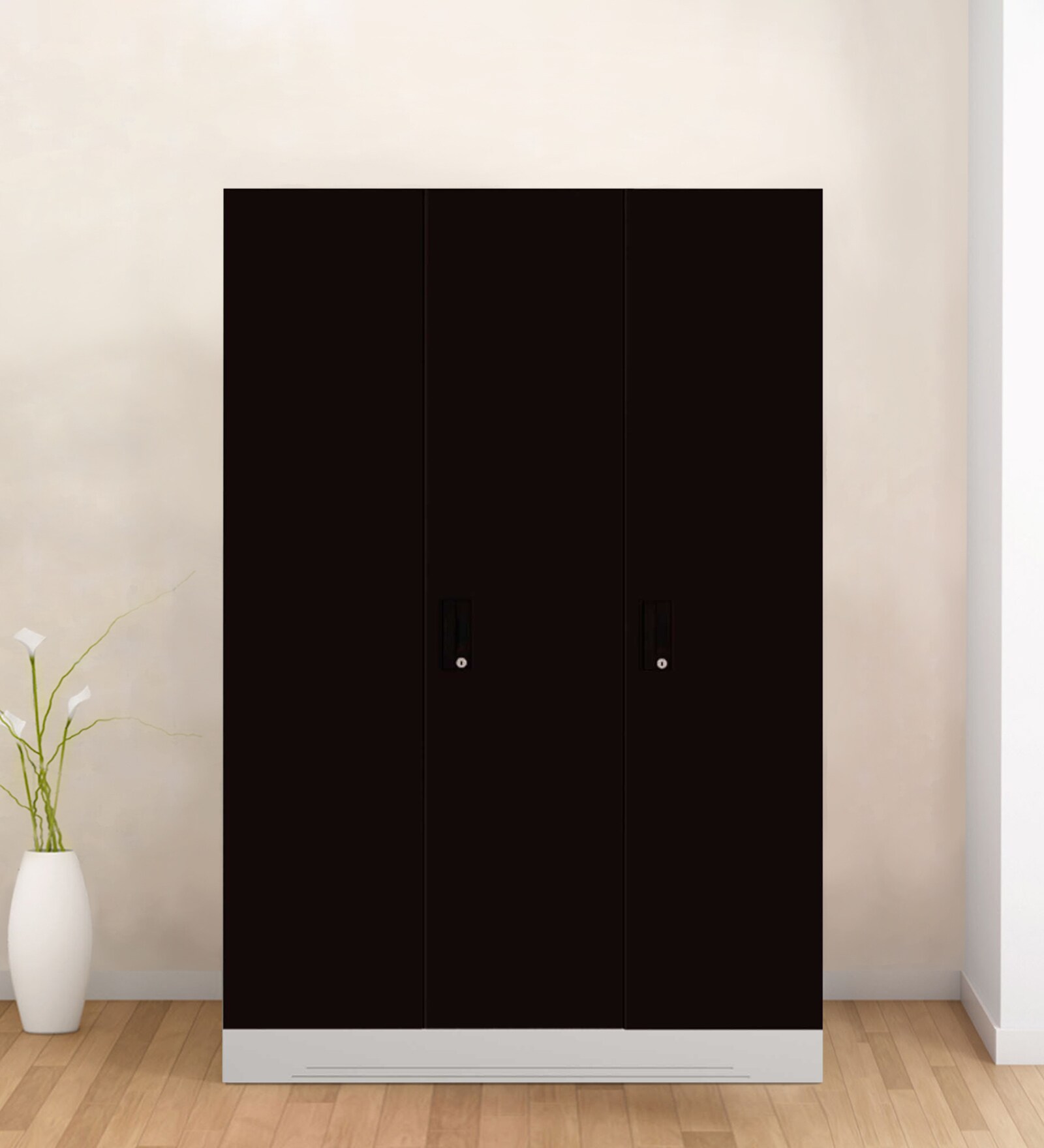 Buy Slimline Metal 3 Door Almirah in Shell Wine Red Finish at 28% OFF ...