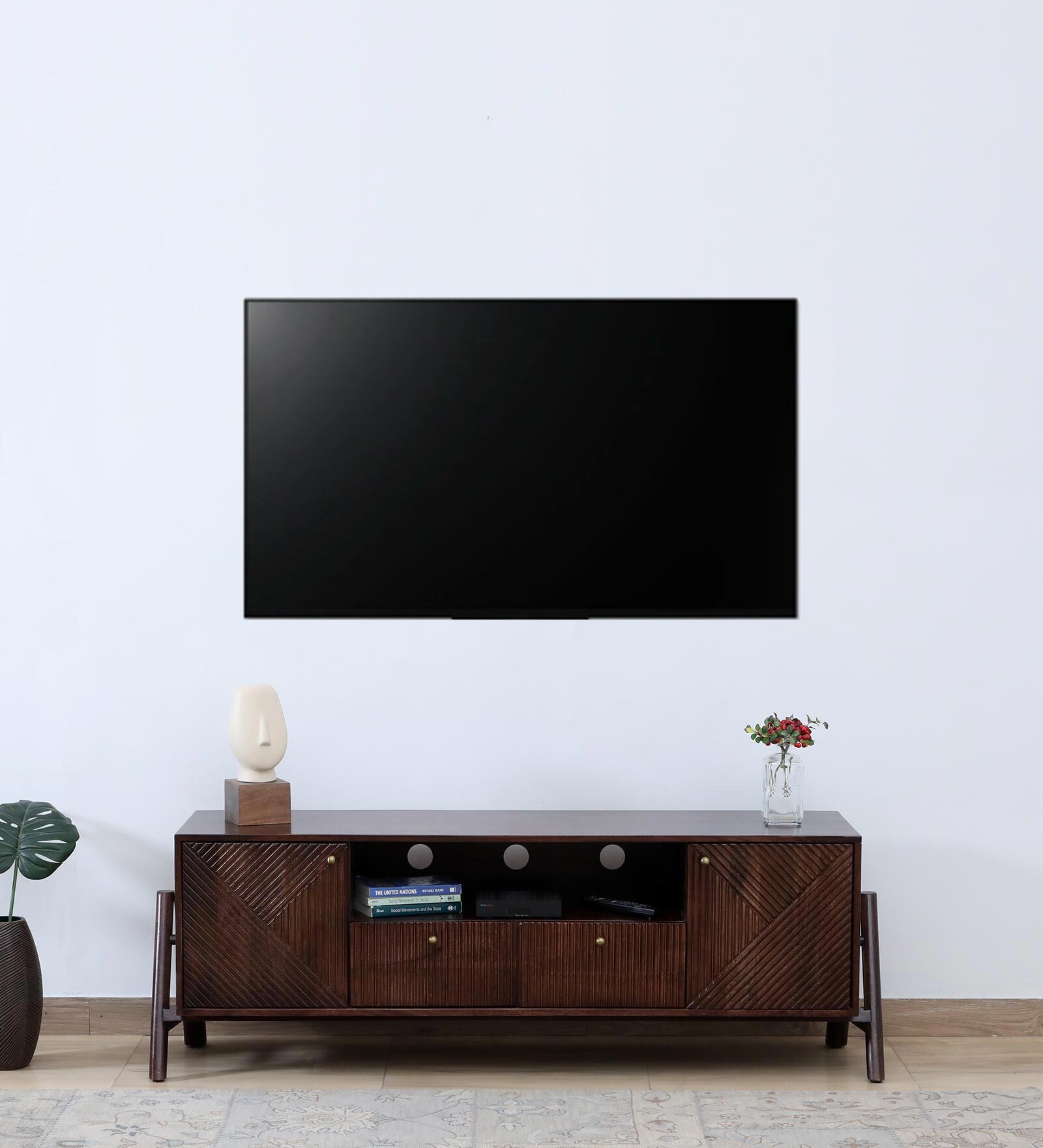 Buy Sloan Floating Solid Wood TV Console Dark Walnut Finish at 11% OFF ...