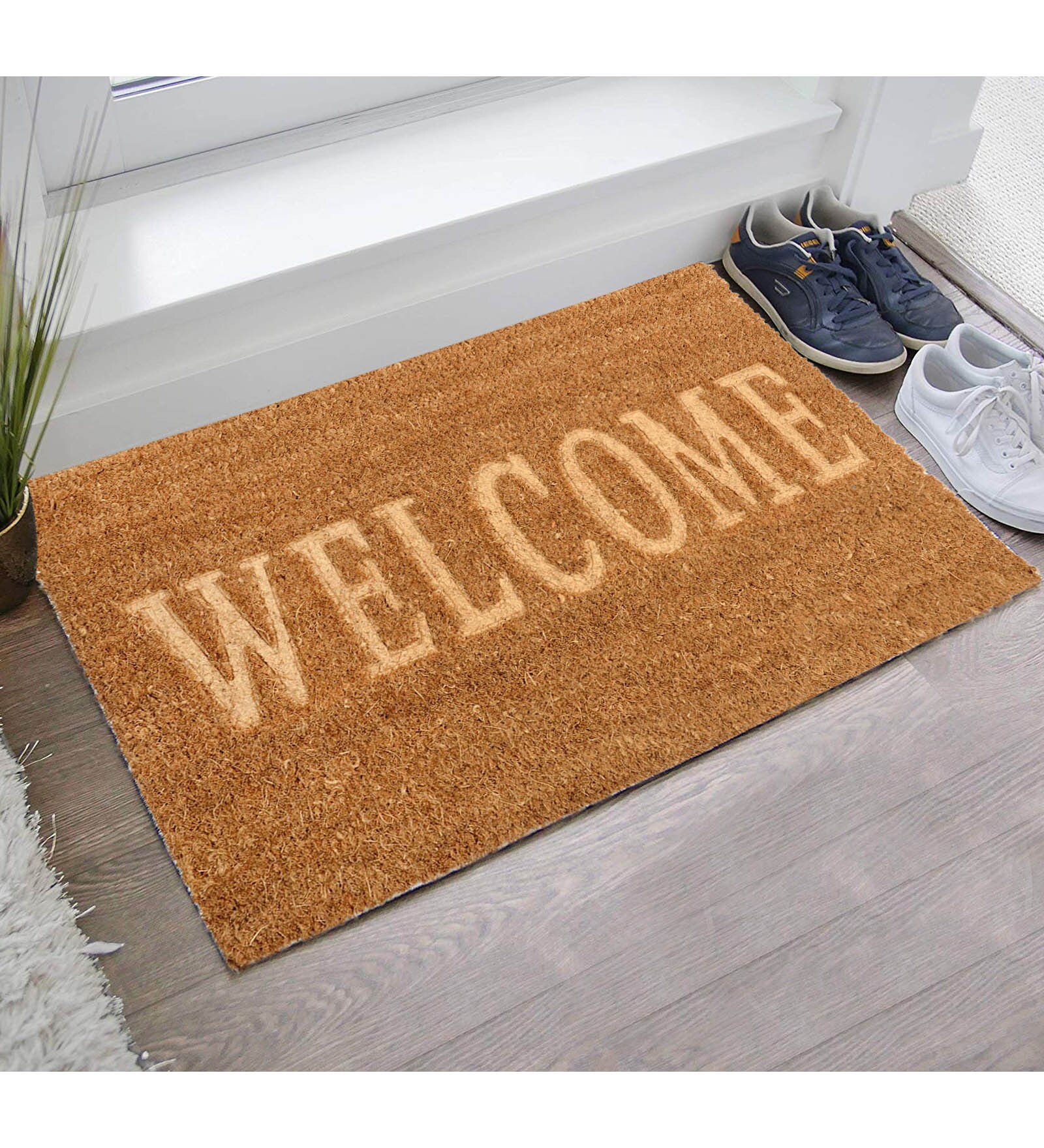 Buy Brown Coir Slogan Pattern 24x16 Inch Stain Resistant Door Mat at 49 ...