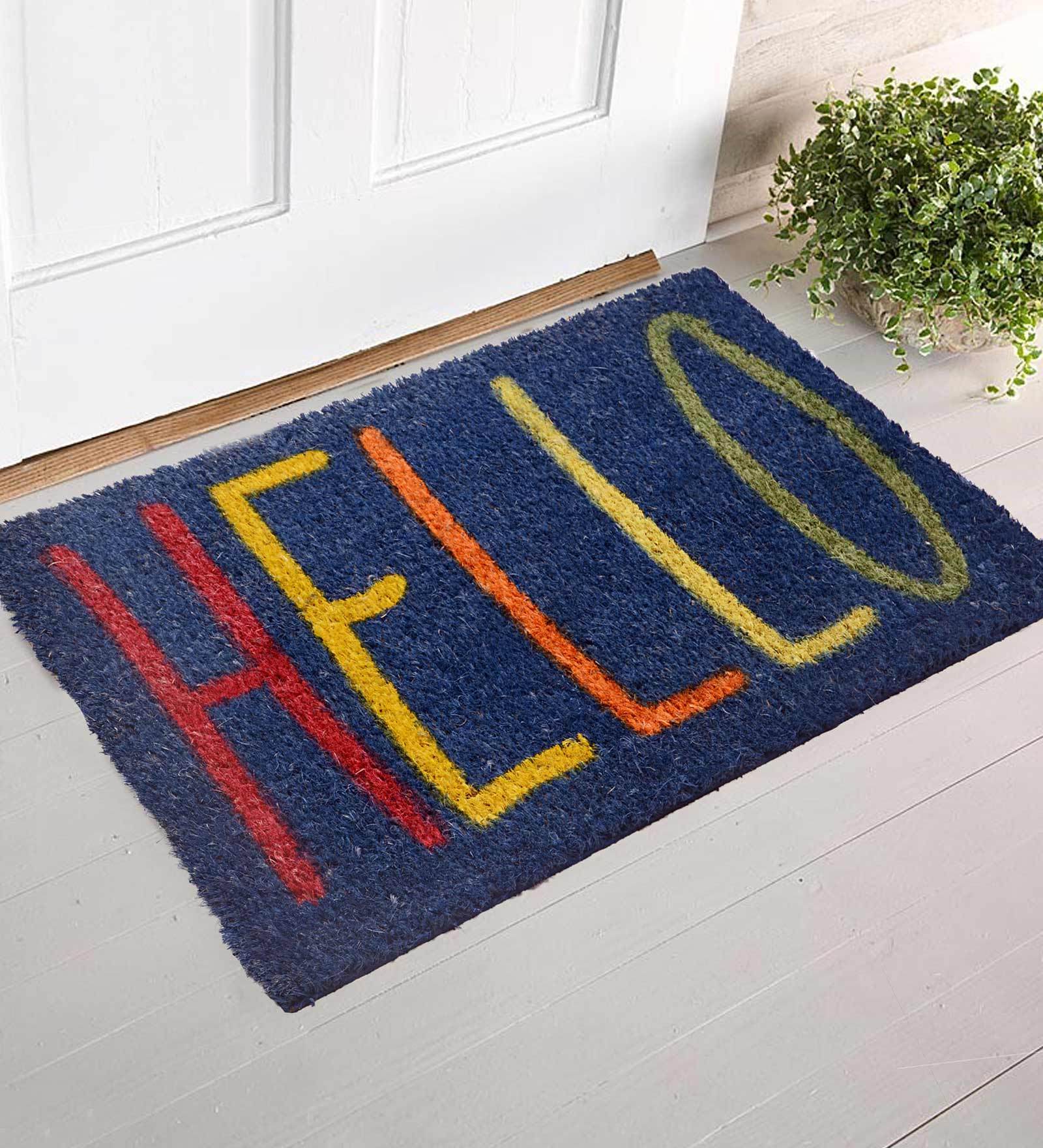Buy Blue Coir Slogan Pattern 24x16 Inch Stain Resistant Door Mat at 55% ...