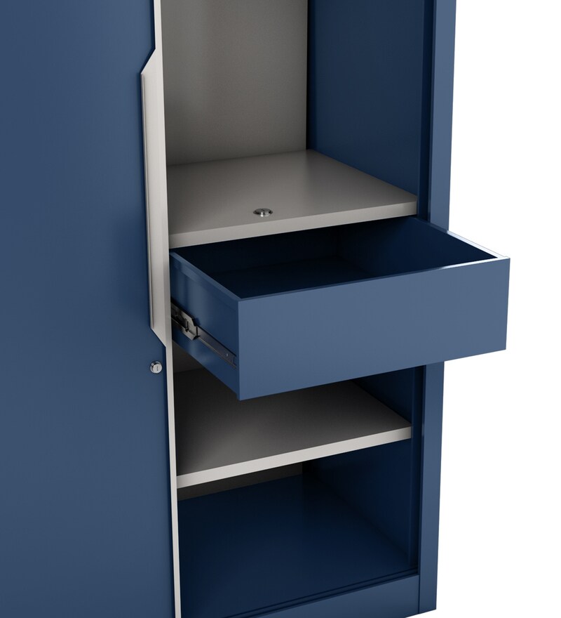 Buy Slide N Store Wide Metal Sliding Door Wardrobe in Tex Phiroja Blue ...