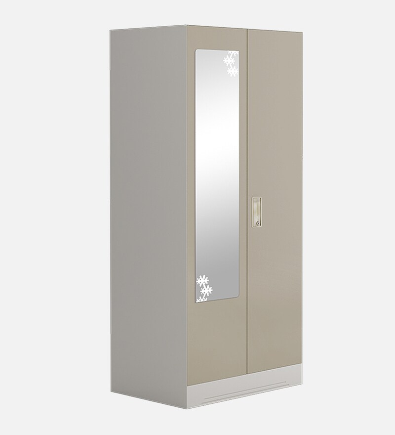 Buy Slimline Metal 2 Door Wardrobe in Royal Ivory Finish with Mirror by ...