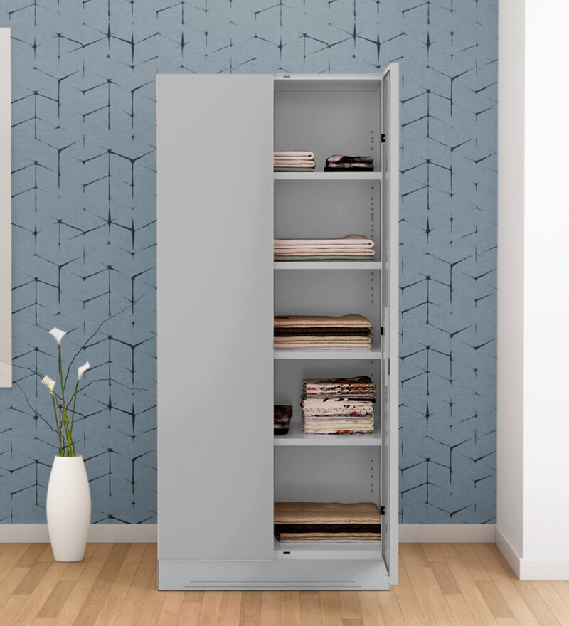 Buy Slimline Metal 2 Door Wardrobe in Royal Ivory Finish by Godrej ...