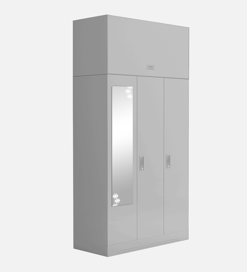 Buy Slimline Metal 3 Door Wardrobe in Royal Ivory Finish with Mirror by ...
