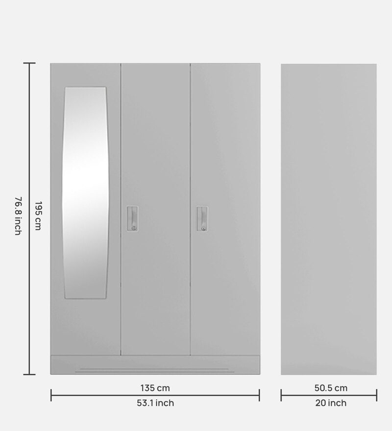 Buy Slimline Metal 3 Door Almirah in Royal Ivory Colour by Godrej ...