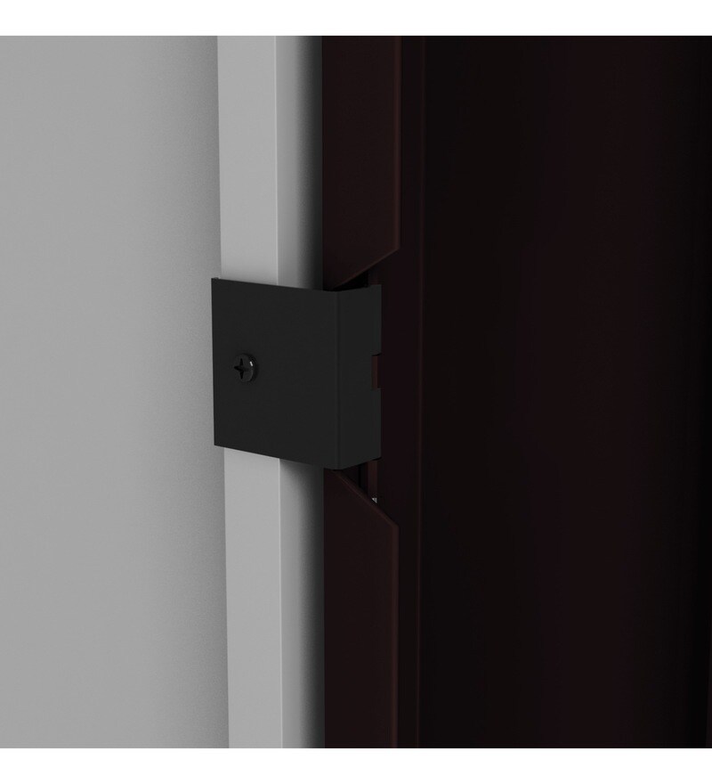 Buy Slimline Metal 3 Door Wardrobe in Shell Wine Red Finish with hanger ...