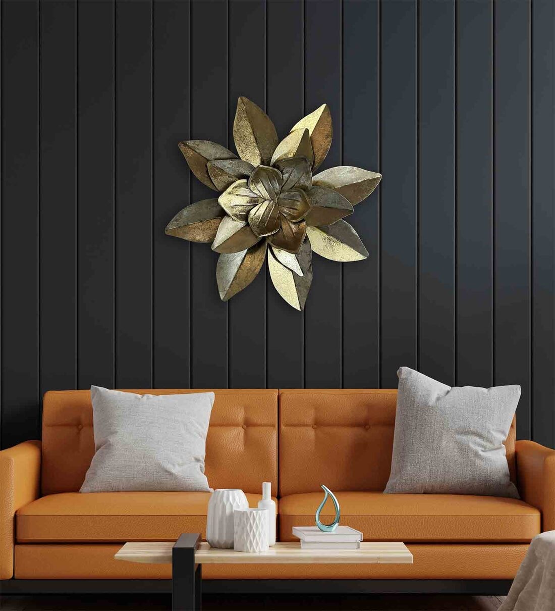 Buy Small Gold Star Flower Gold Metal Wall Art by Hanable India at 31% ...