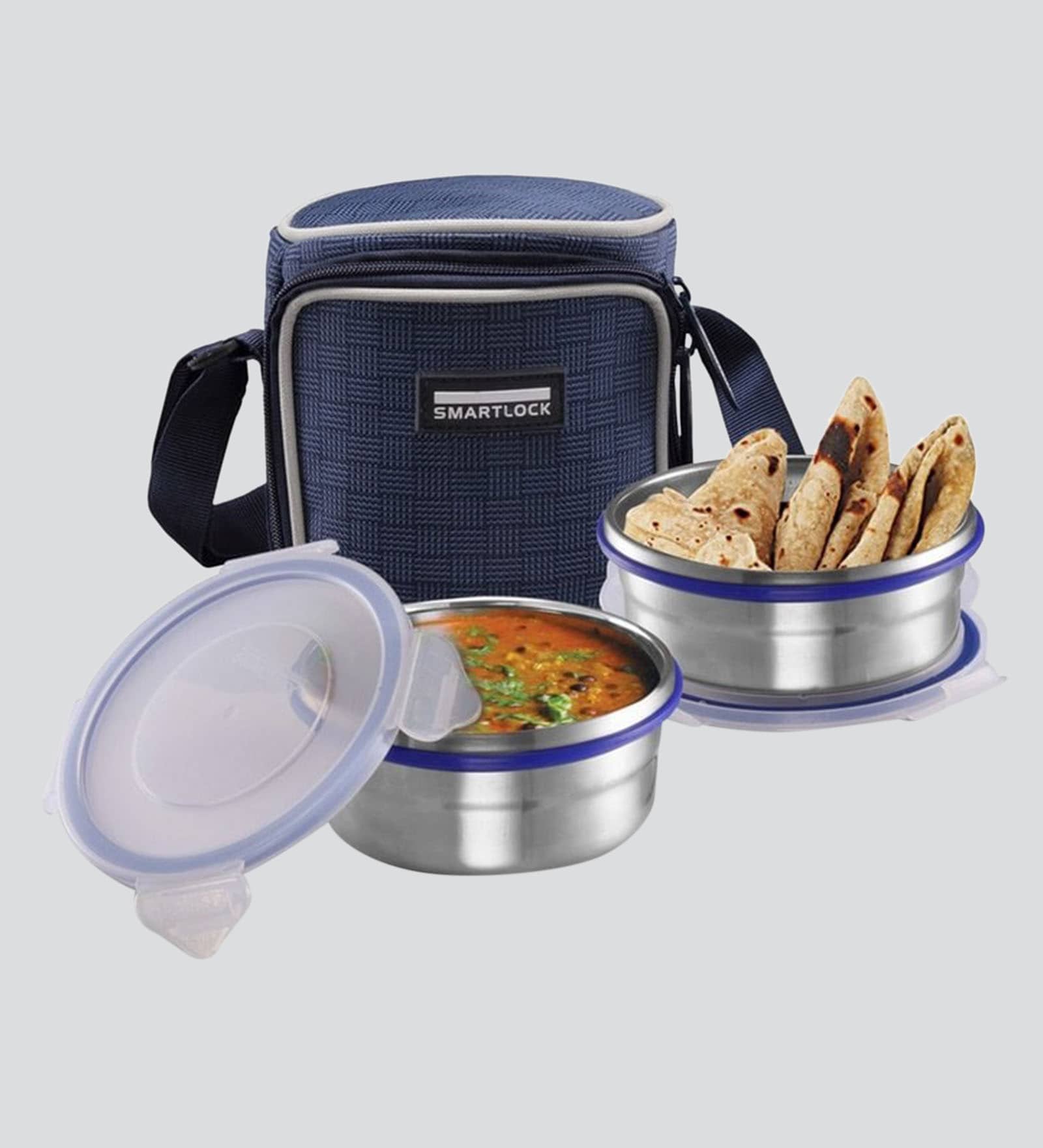 Buy Stainless Steel & Plastic 400 ML Tiffin Bag - Set Of 2 by Smart ...