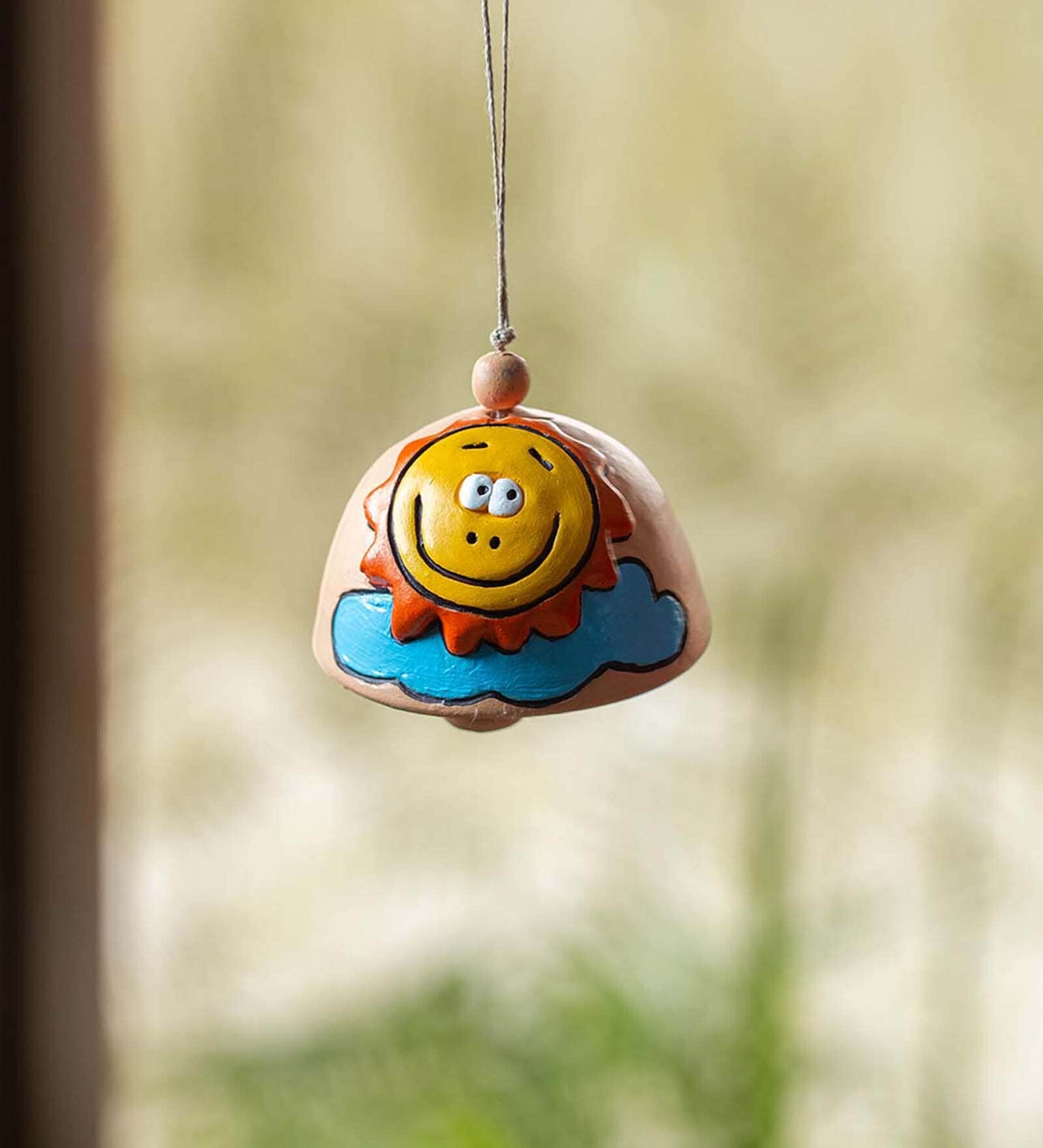 Buy Smiling Sun Handmade Multicolour Terracotta Wind Chime & Decorative ...