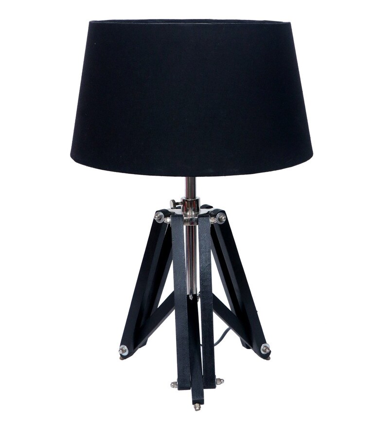 Buy Small Black Tripod Table Lamp With Black Lampshade By Black Pearl ...