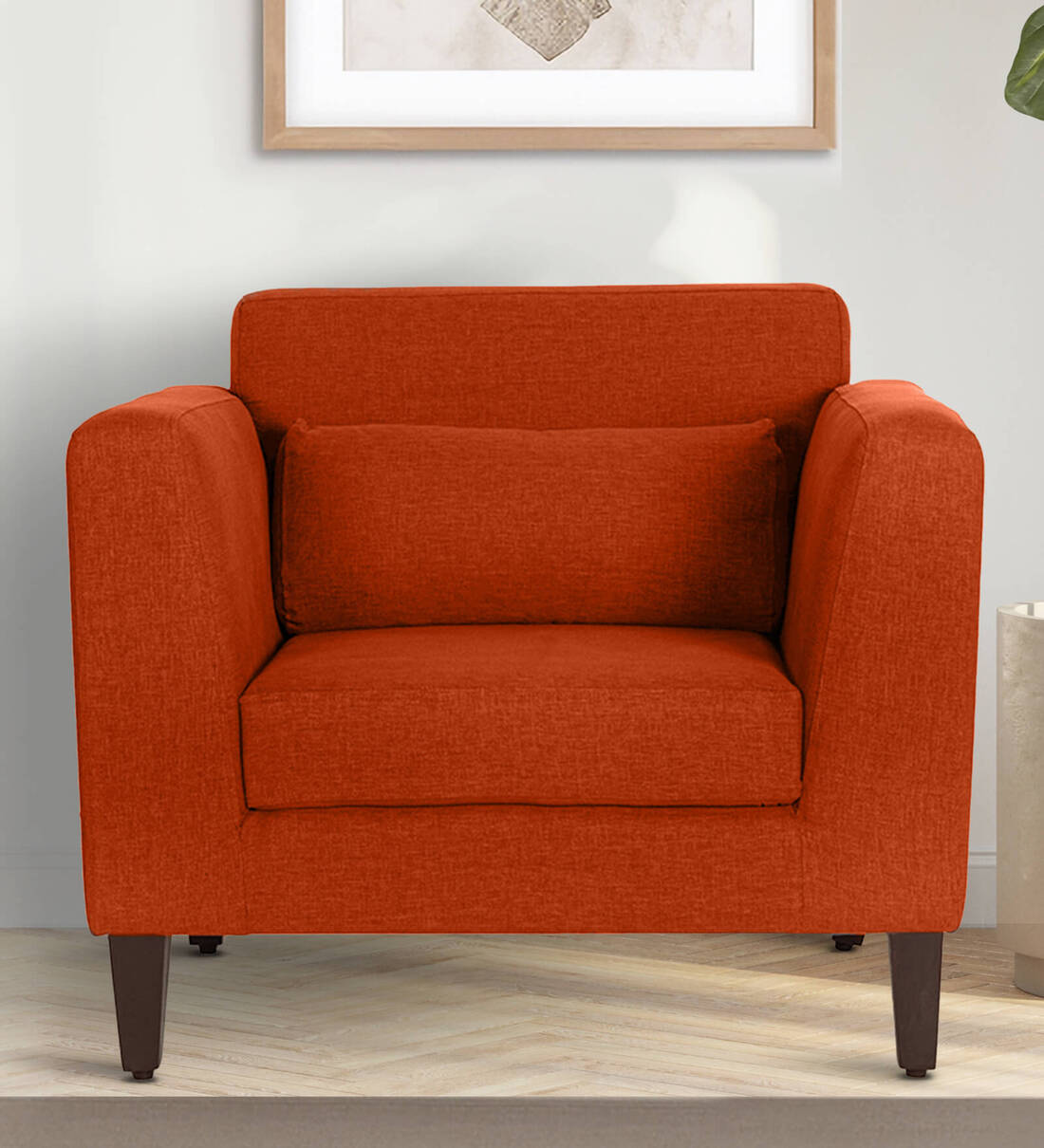 Buy Snooze Fabric 1 Seater Sofa in Terracotta Colour at 32% OFF by ...