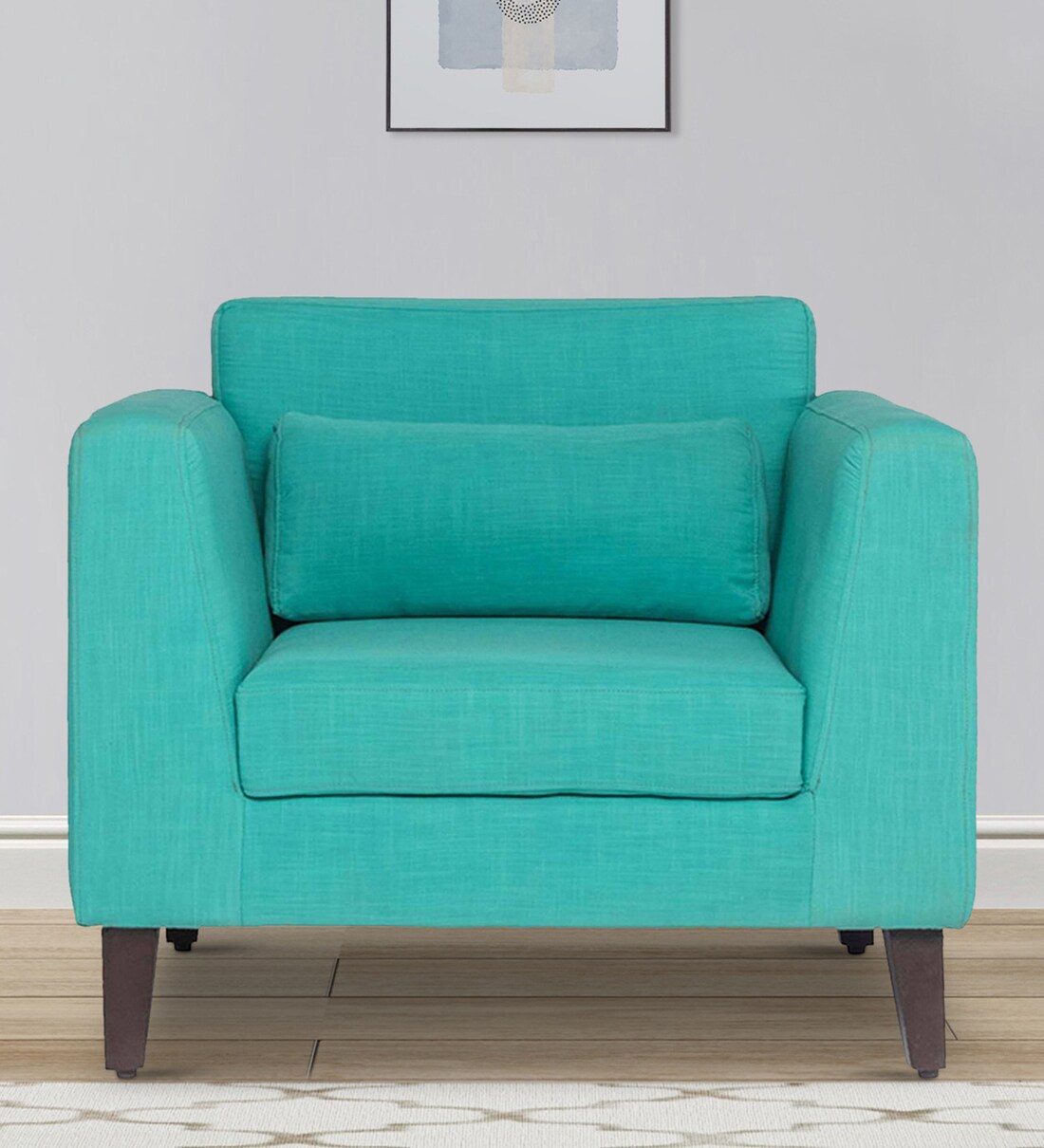 Buy Snoozepro Fabric 1 Seater Sofa in Lagoon Blue Colour at 27% OFF by ...