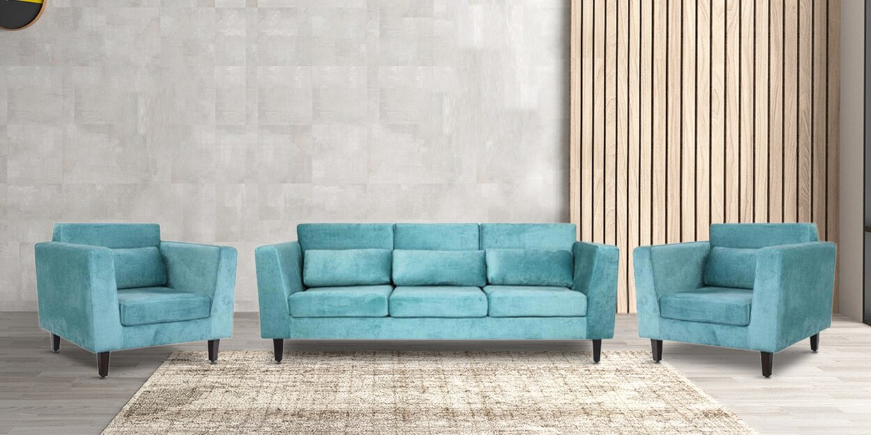 Buy Snooze Fabric Sofa Set In Aqua Blue Colour With 3+1+1 Combination ...