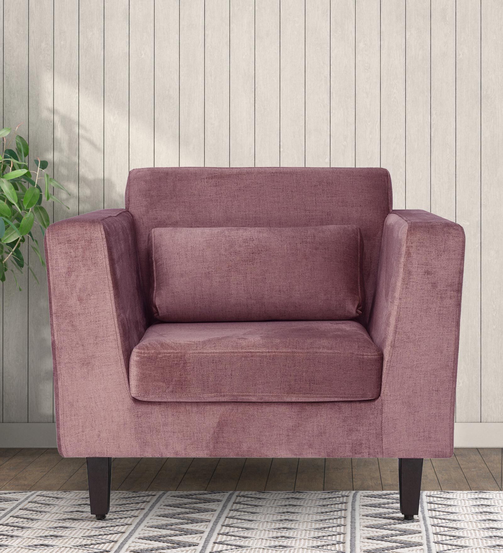 Buy Snooze Fabric 1 Seater Sofa In Rose Brown Colour at 30% OFF by ...