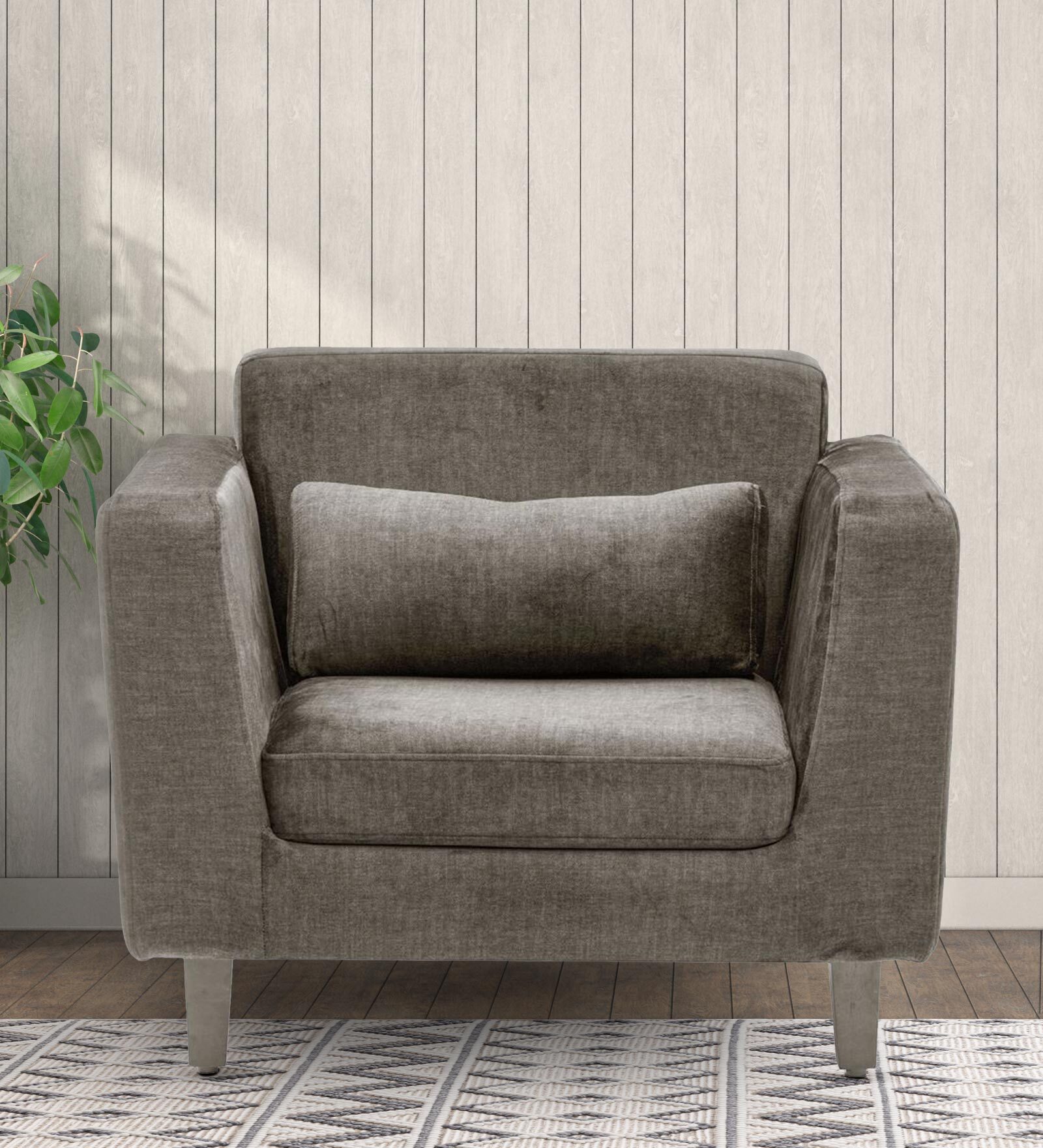 Buy Snooze Fabric 1 Seater Sofa In Taupe Colour at 30% OFF by Wakefit ...