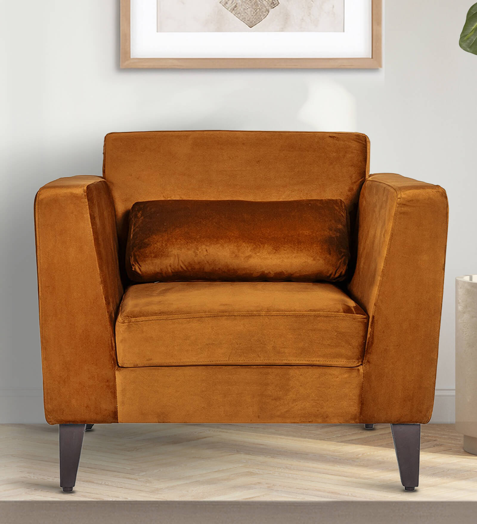 Buy Snooze Velvet 1 Seater Sofa in Amber Colour at 27% OFF by Wakefit ...